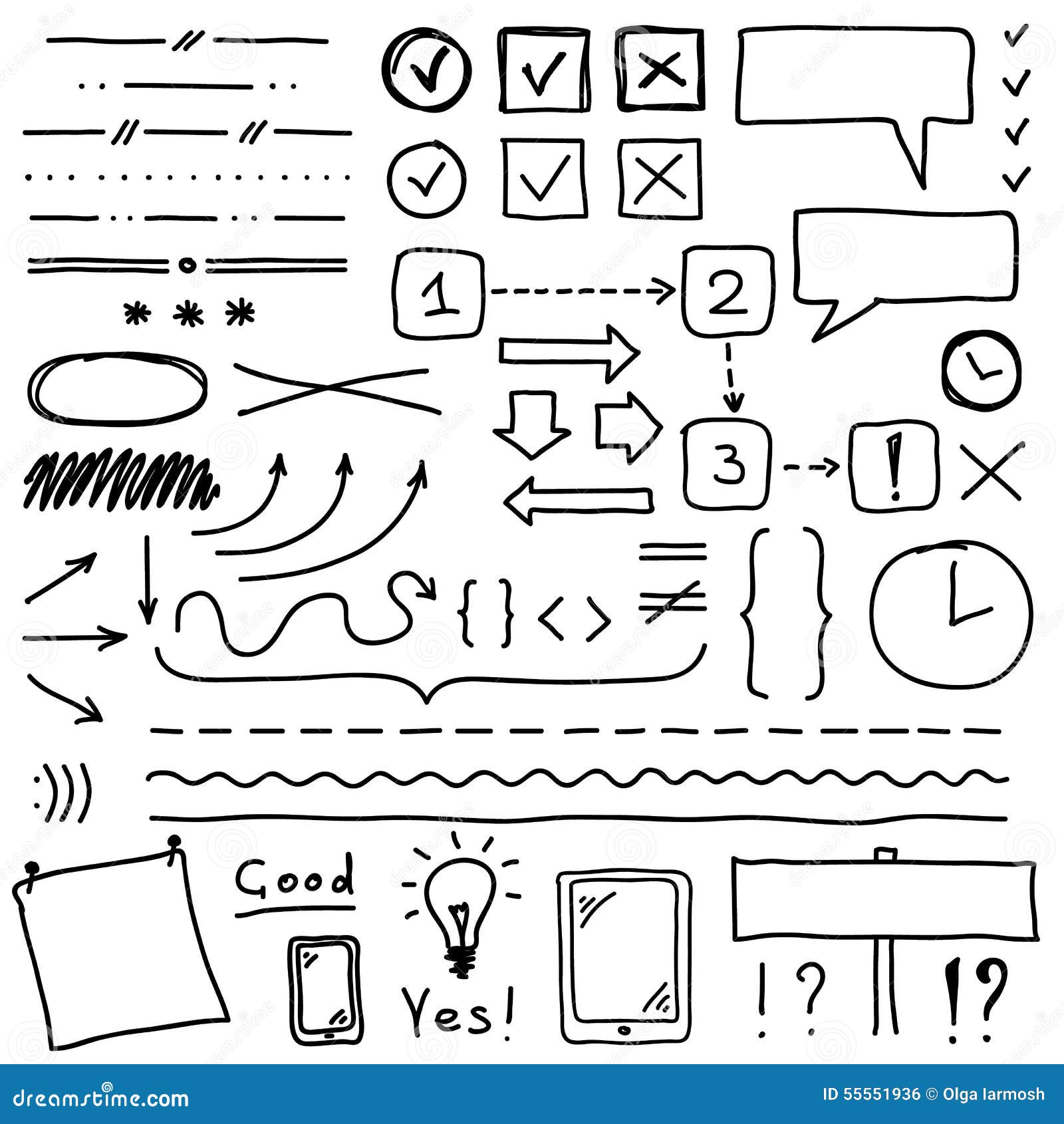 Set of Hand Drawing Elements for Edit and Select Stock Vector ...