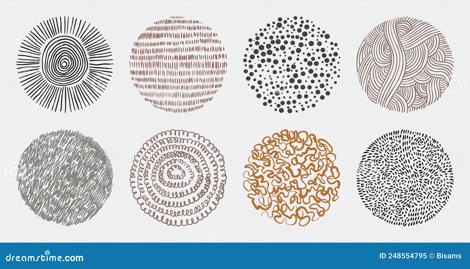 Set of Hand Drawn Abstract Lines and Curves Patterns. Circle Doodle ...