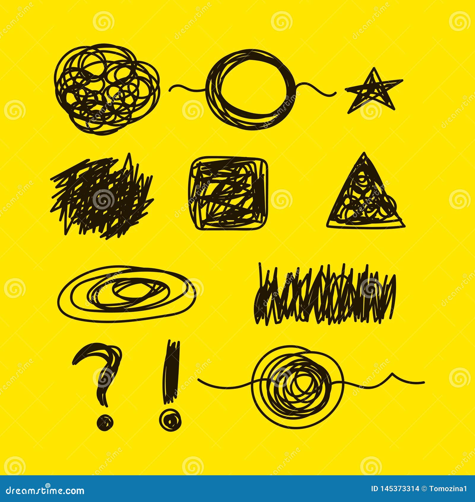 Set of Hand Drawn Abstract Scrawl Stock Vector - Illustration of ...