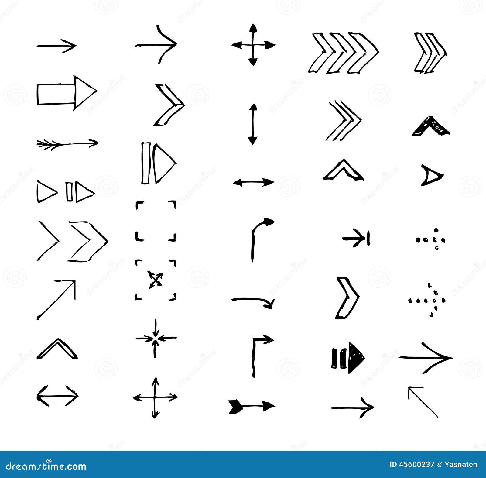 Set of hand-drawn arrows stock vector. Illustration of isolated - 45600237