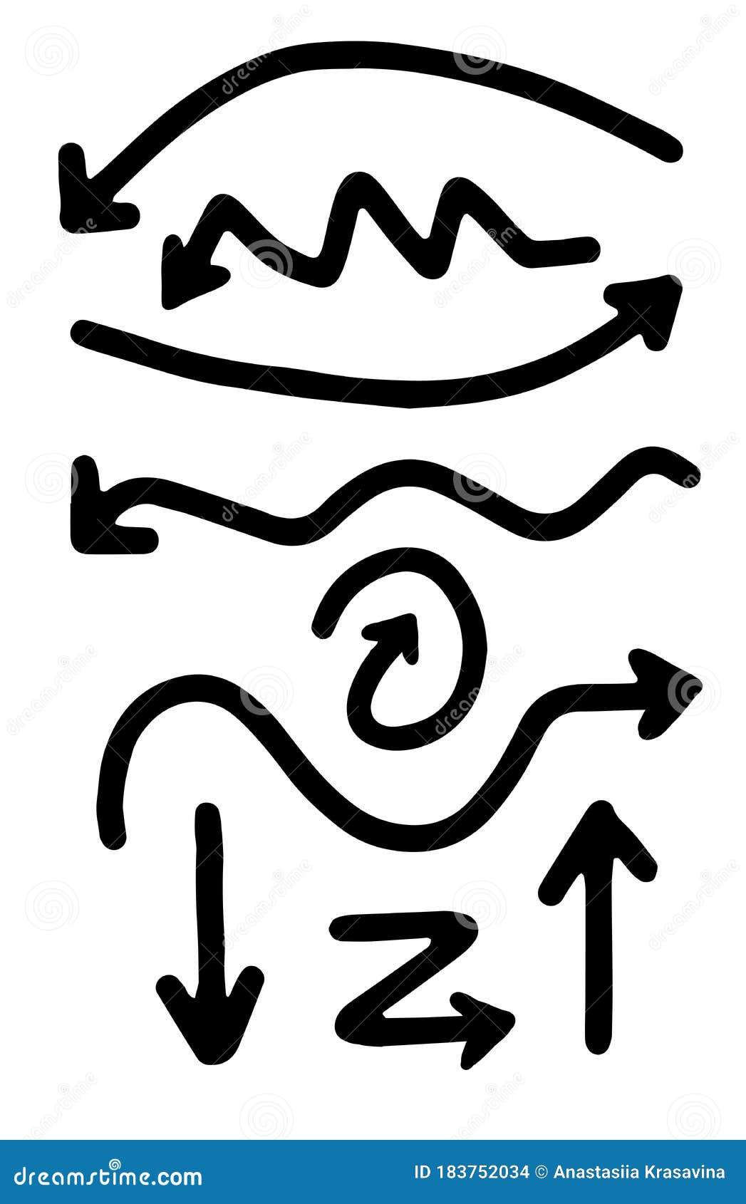 Set of Hand Drawn Arrows with Different Shapes and Forms and Directions ...