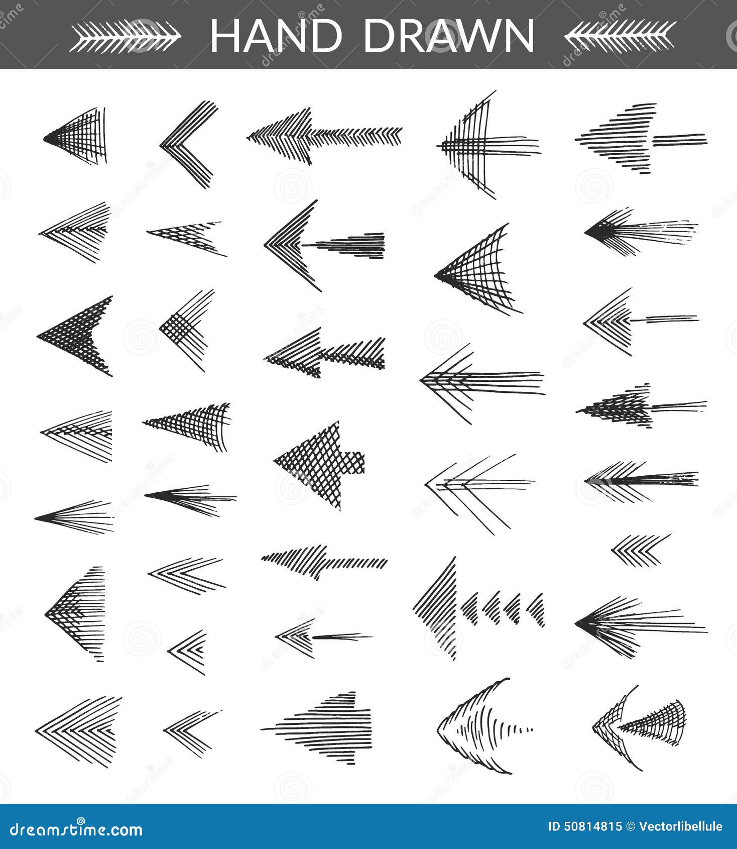 Set of Hand Drawn Arrows, Made with Strokes by Ink Pen Stock Vector ...