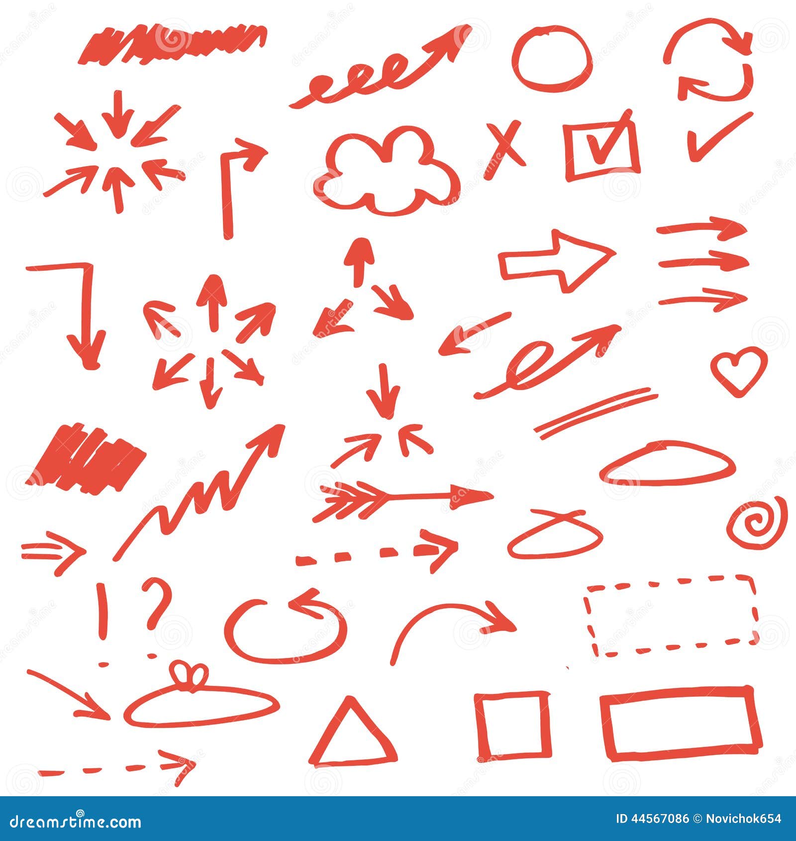 Big Set Of Doodled Arrows,emphasis Doodles. Set Of Outline Sketch Black ...