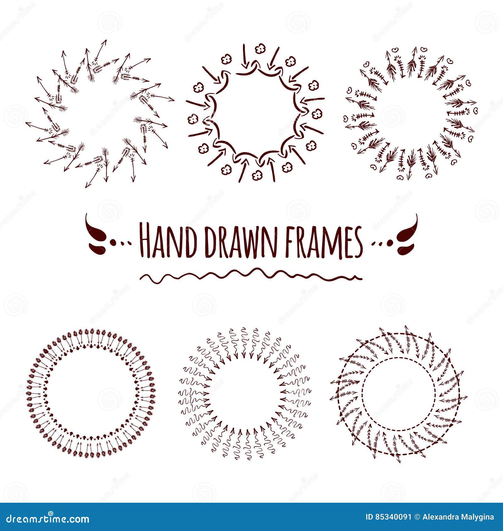 Set of Hand Drawn Badges, Borders, Frames and Labels. Stock Vector ...