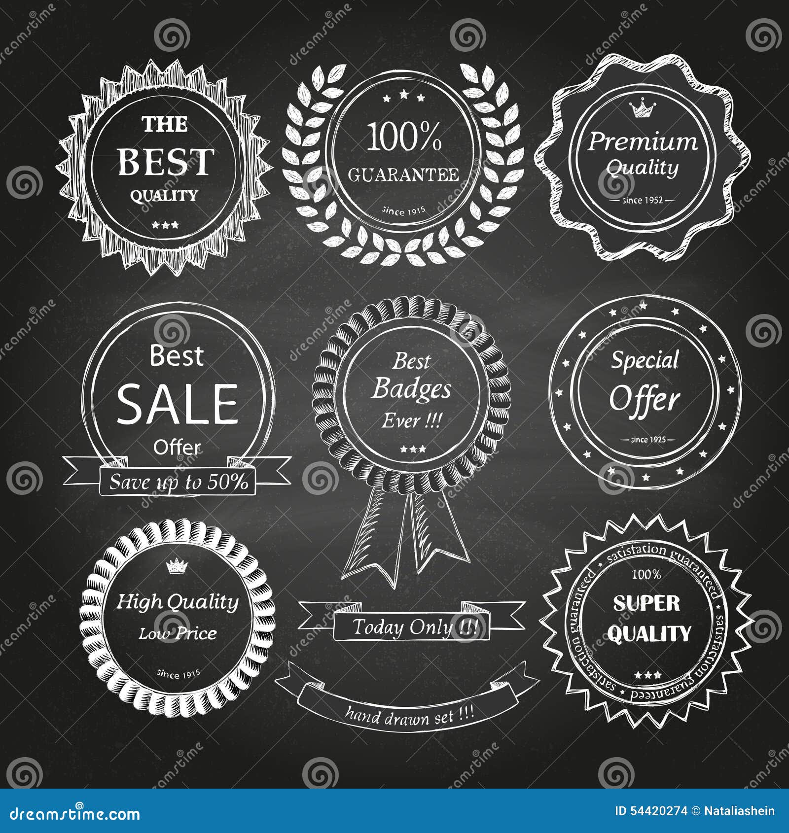 Set of hand drawn badges. stock vector. Illustration of collection ...