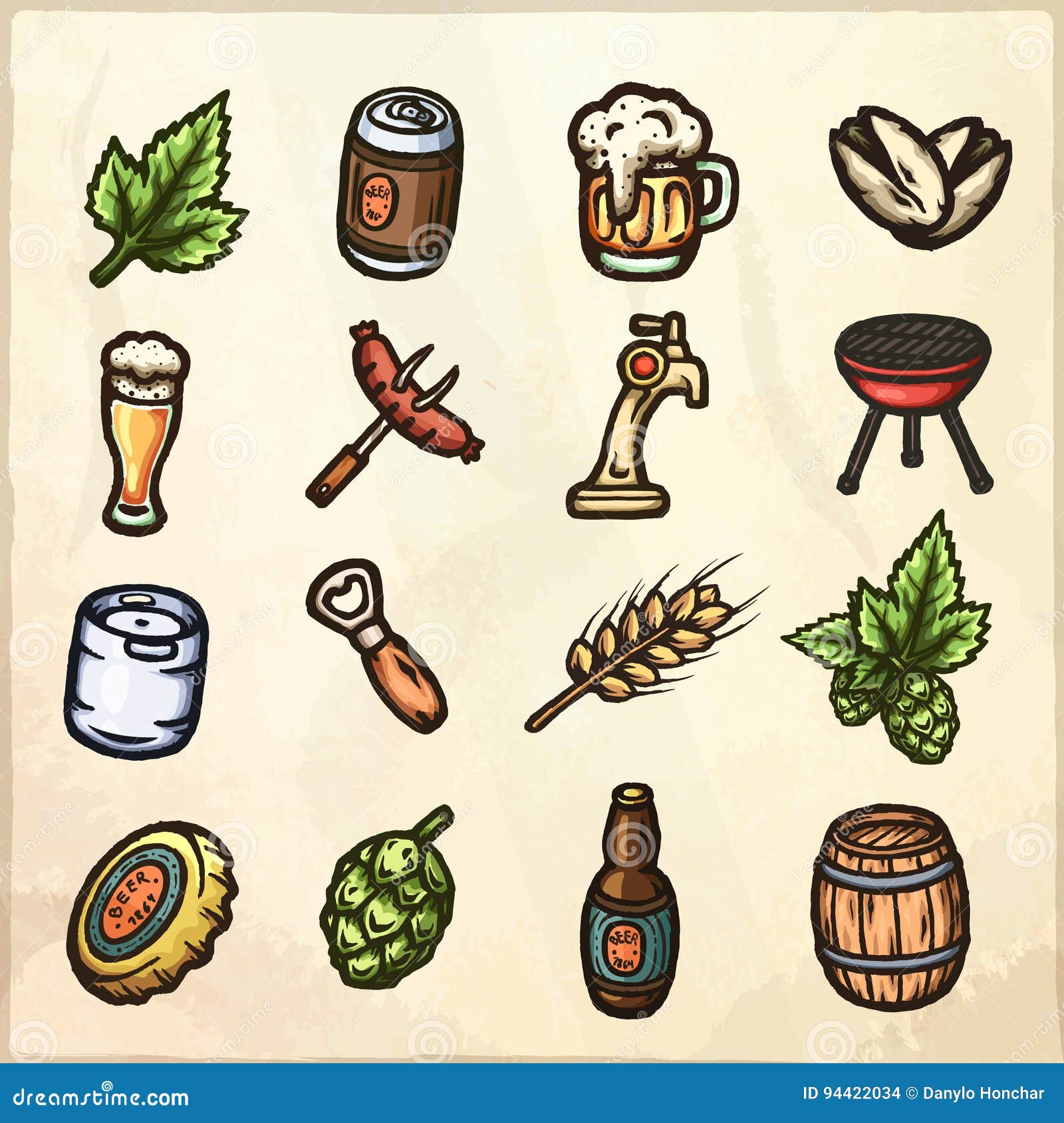 Set of Hand Drawn Beer Icons. Stock Vector - Illustration of line, hand ...