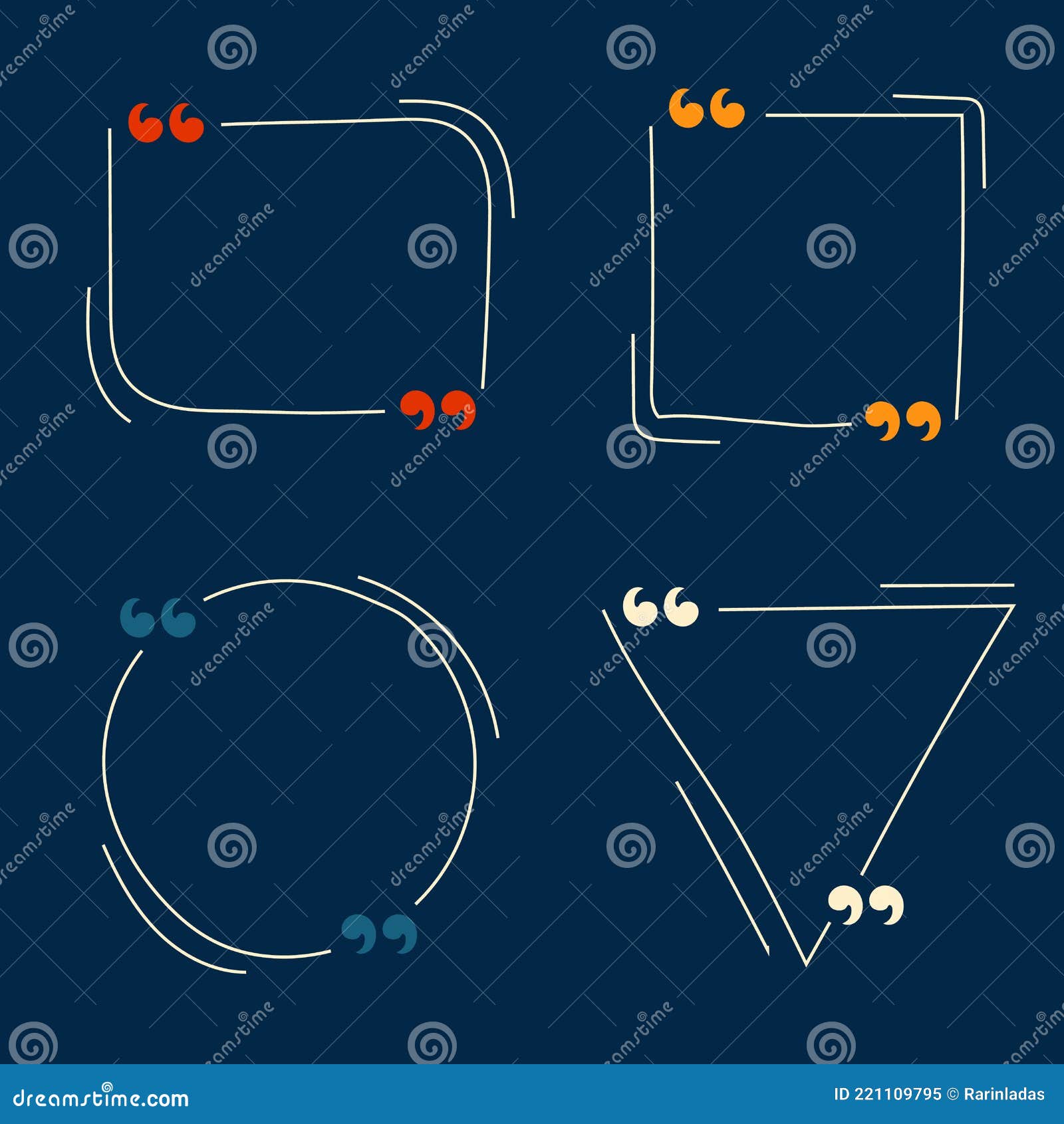 Set of Hand Drawn Blank Quote Bubble Template Isolated on Blue ...