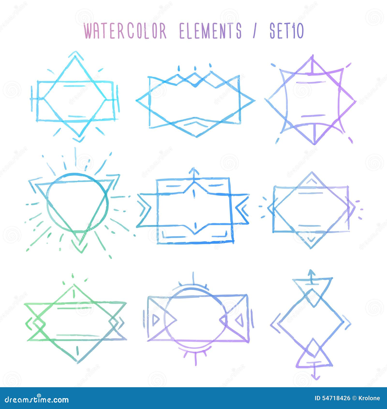 Set Of Hand Drawn Blank Vintage Badges, Borders Vector Illustration ...