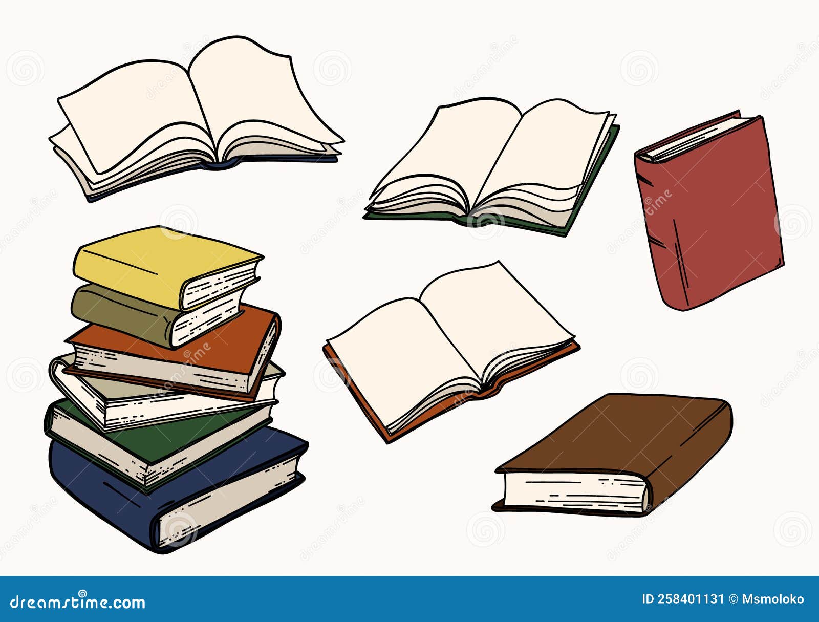 Set of Vector Hand Drawn Book Illustrations Stock Illustration ...