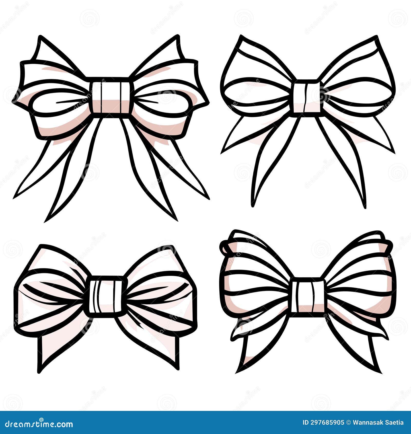 Set of hand drawn bows stock illustration. Illustration of celebration ...