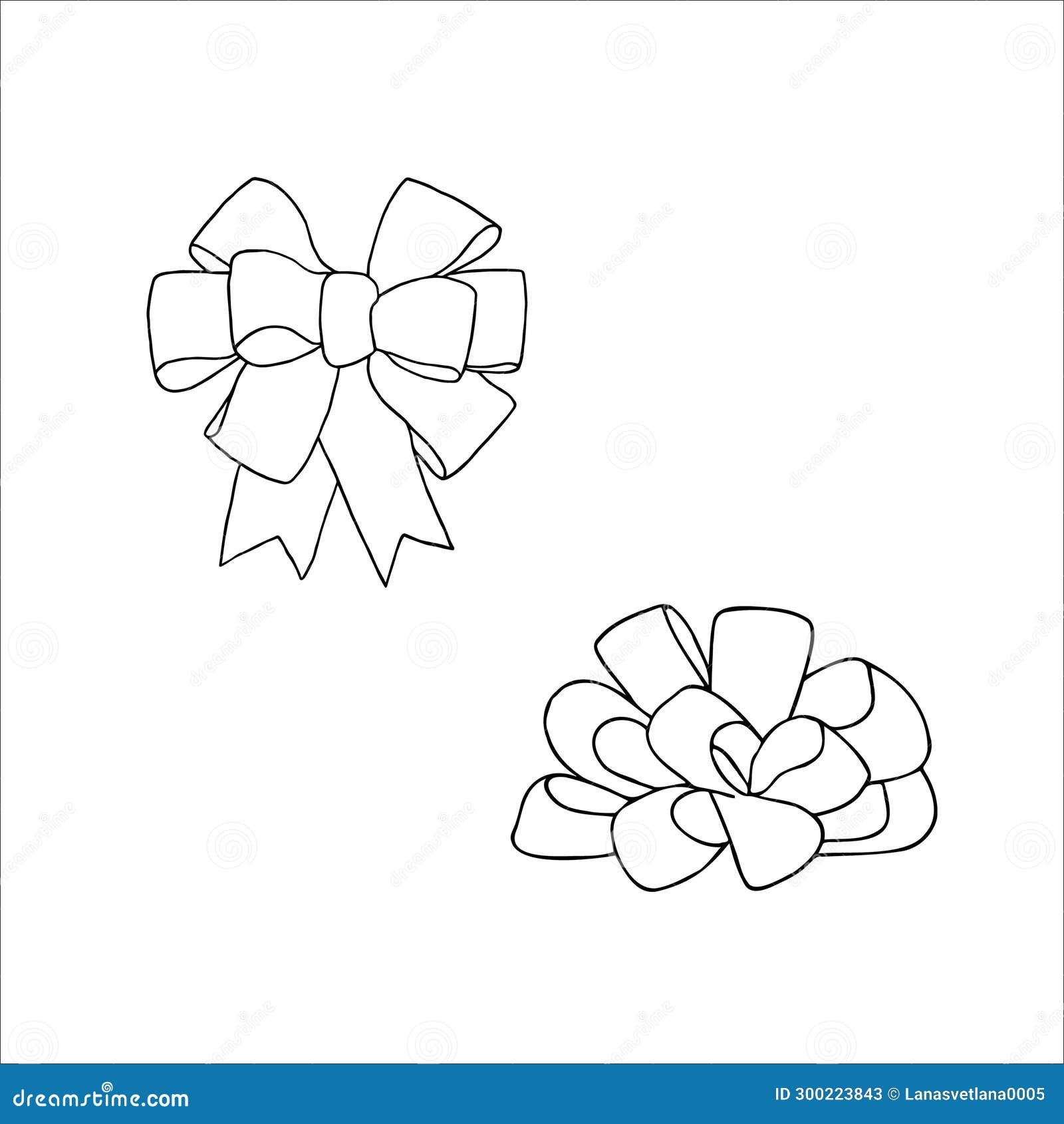 Set of Hand Drawn Bows. Vector Illustration Stock Vector - Illustration ...