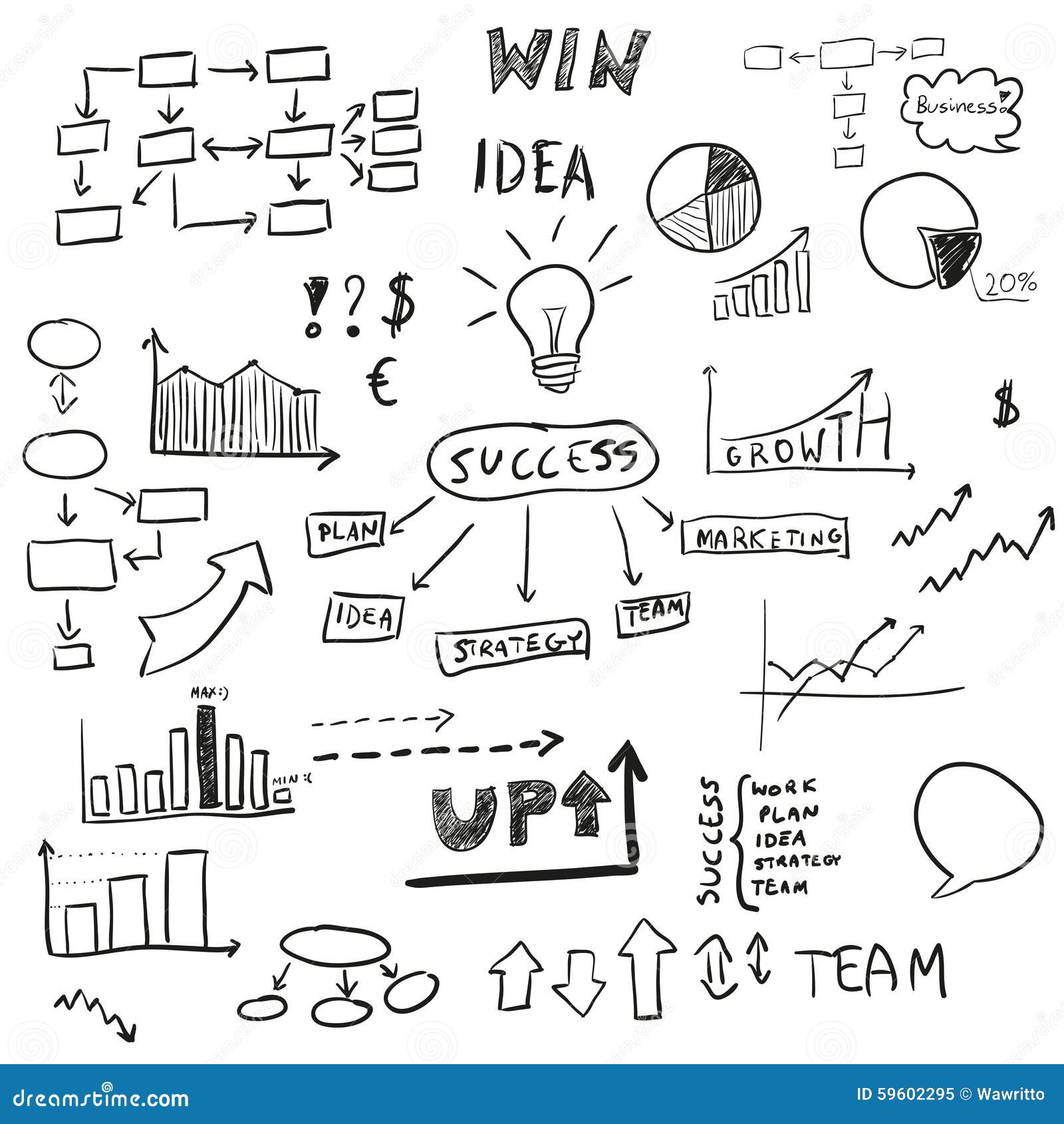 Set of Hand Drawn Business Elements, Stock Vector - Illustration of ...