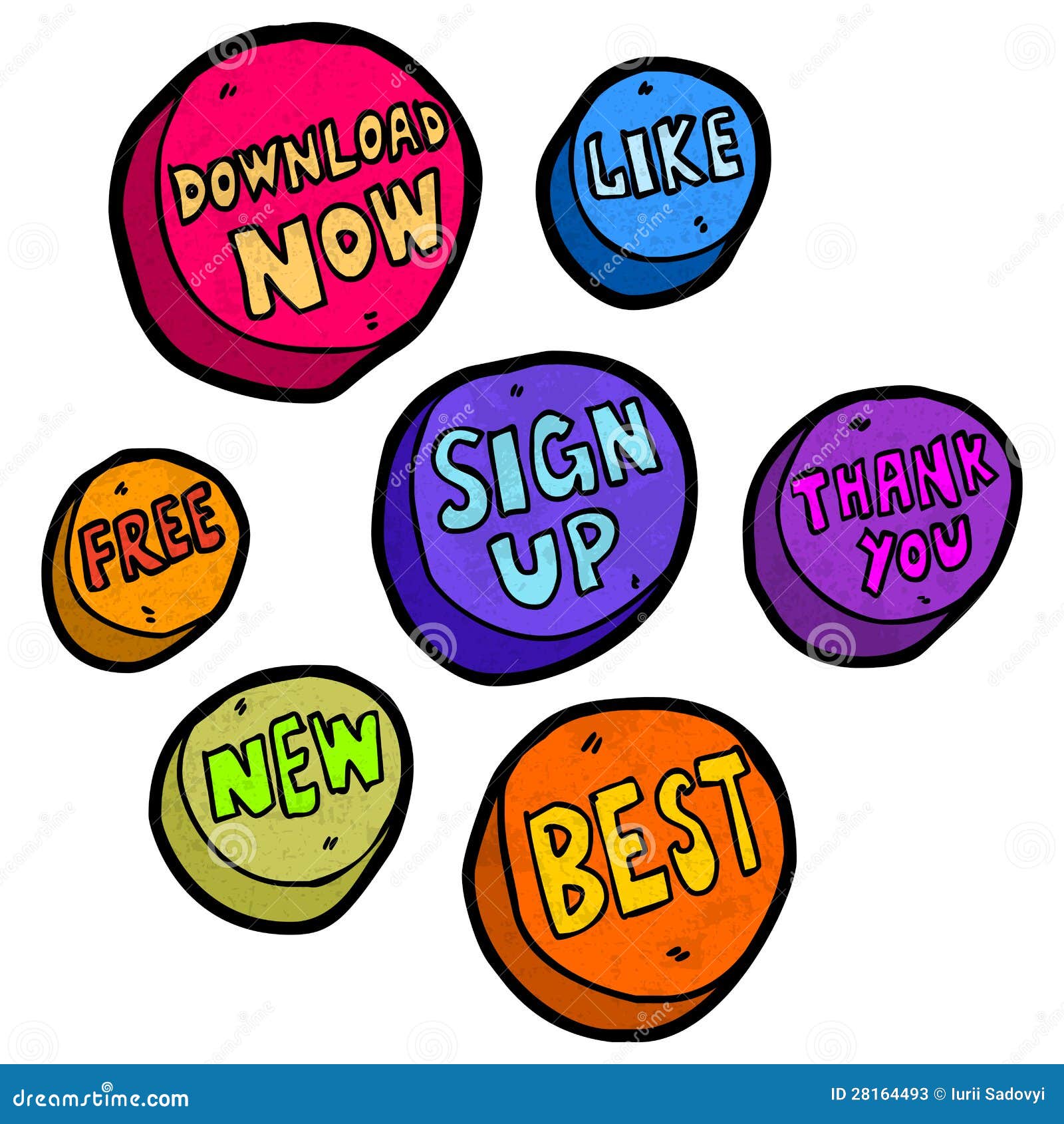 Set of Hand Drawn Buttons. Vector. Stock Illustration - Illustration of ...