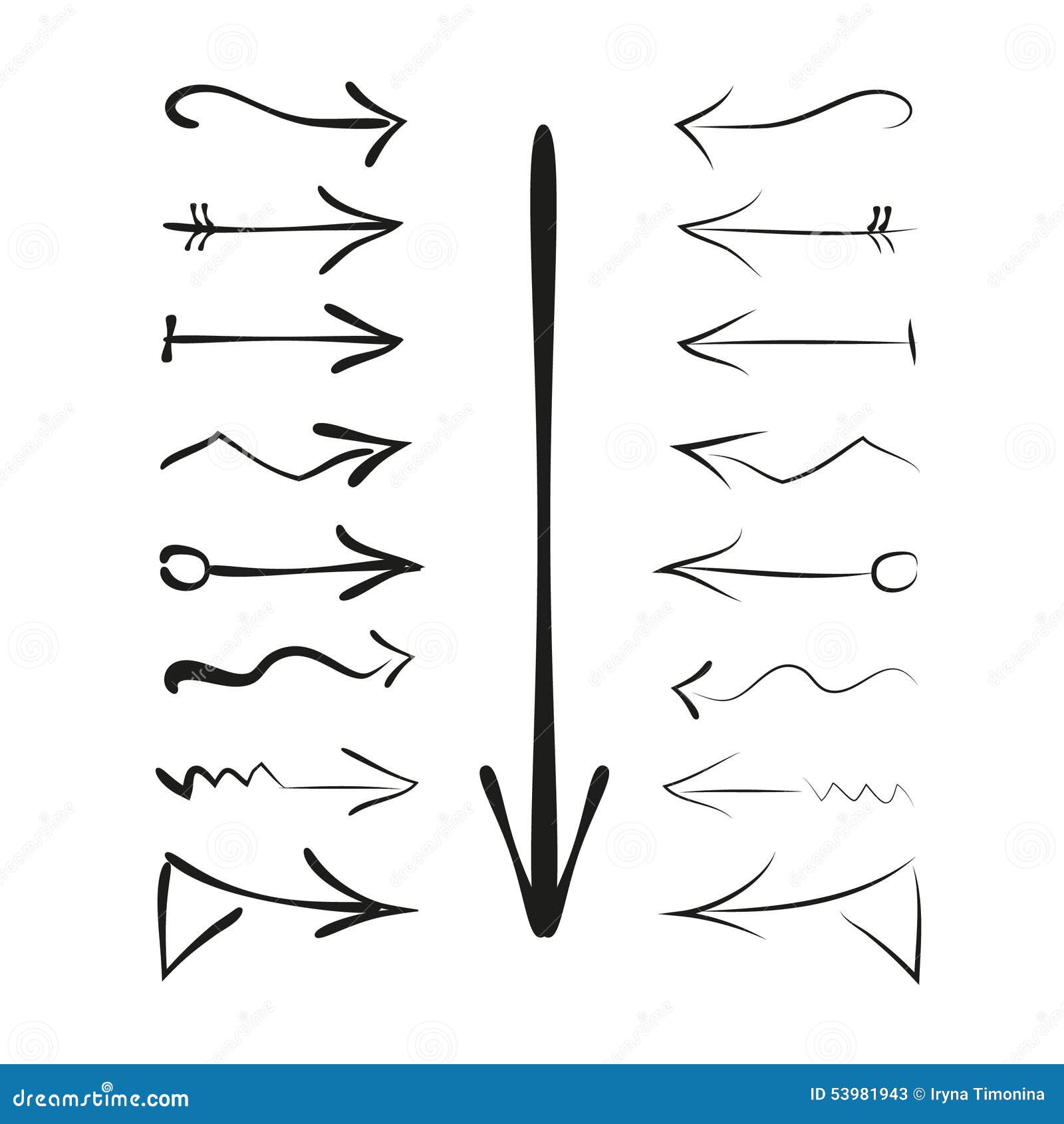A Set of Hand Drawn Calligraphy Arrows Stock Vector - Illustration of ...