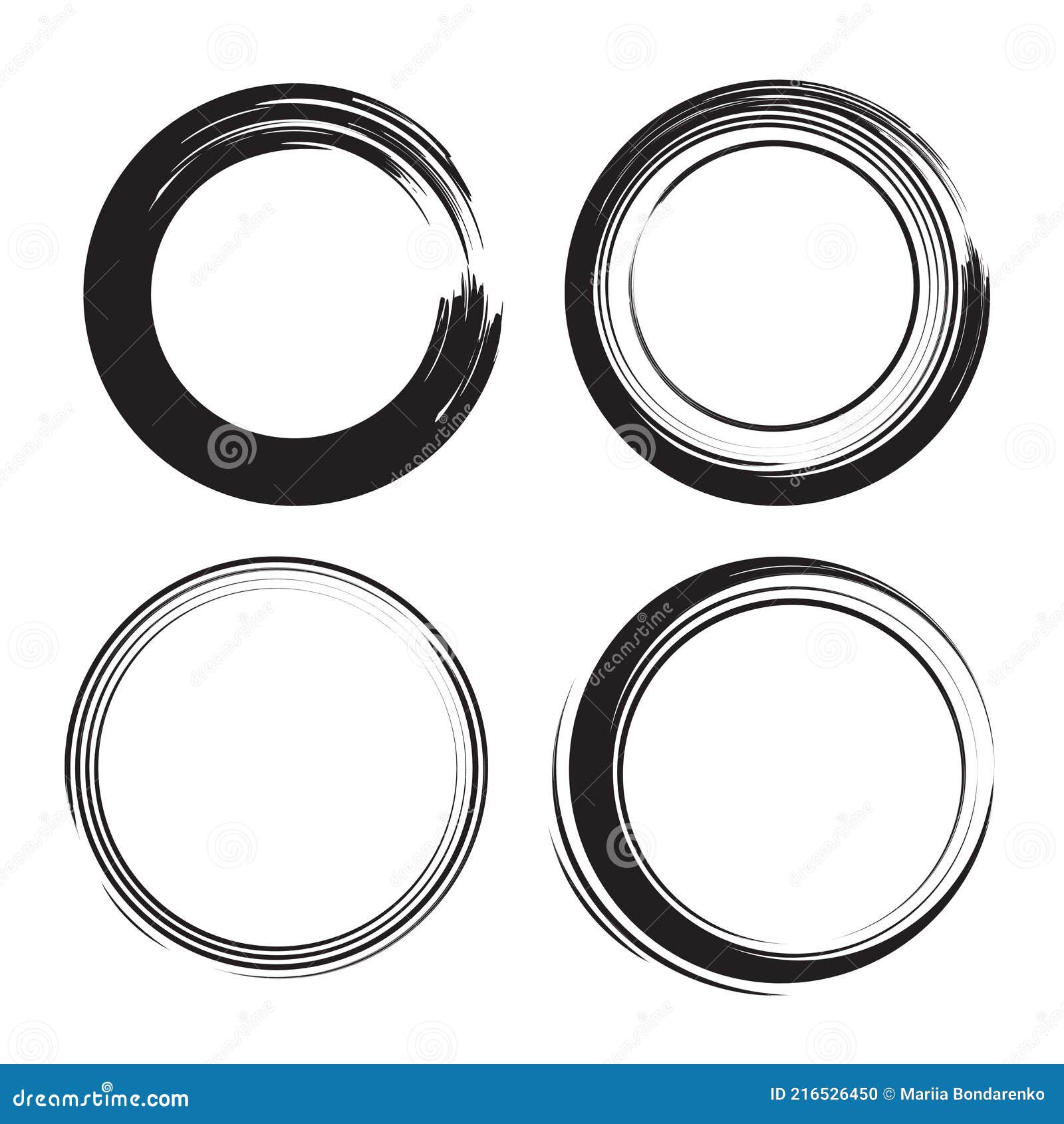 Set of Hand Drawn Calligraphy Circle Frames Stock Vector - Illustration ...