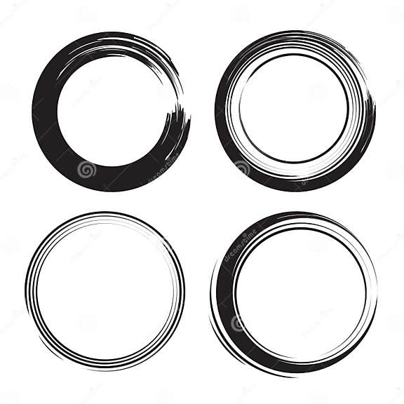 Set of Hand Drawn Calligraphy Circle Frames Stock Vector - Illustration ...