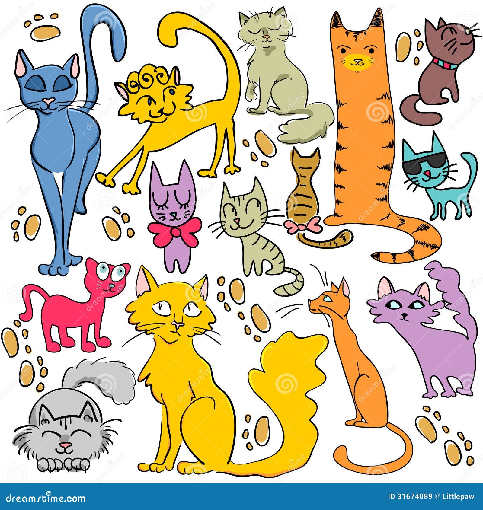 Set of hand drawn cats stock vector. Illustration of funny - 31674089