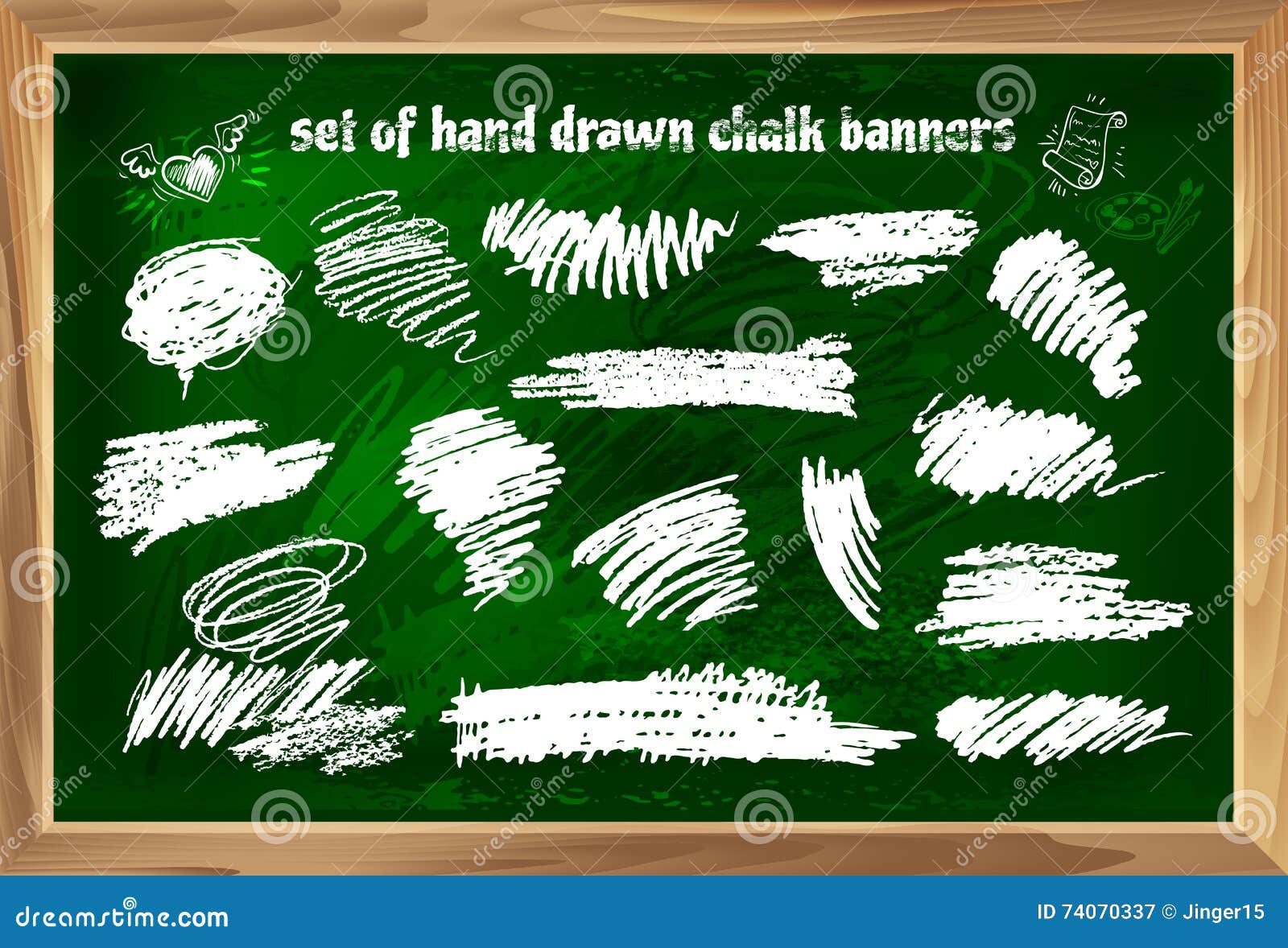 Set of Hand Drawn Chalk Banners 2 Stock Vector - Illustration of clouds ...