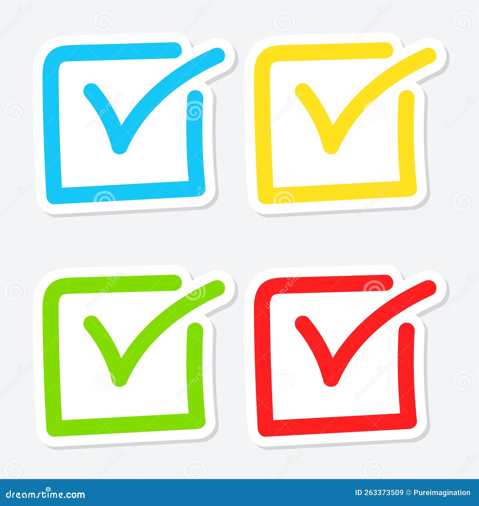 Set of Hand Drawn Check Mark Stock Vector - Illustration of isolated ...