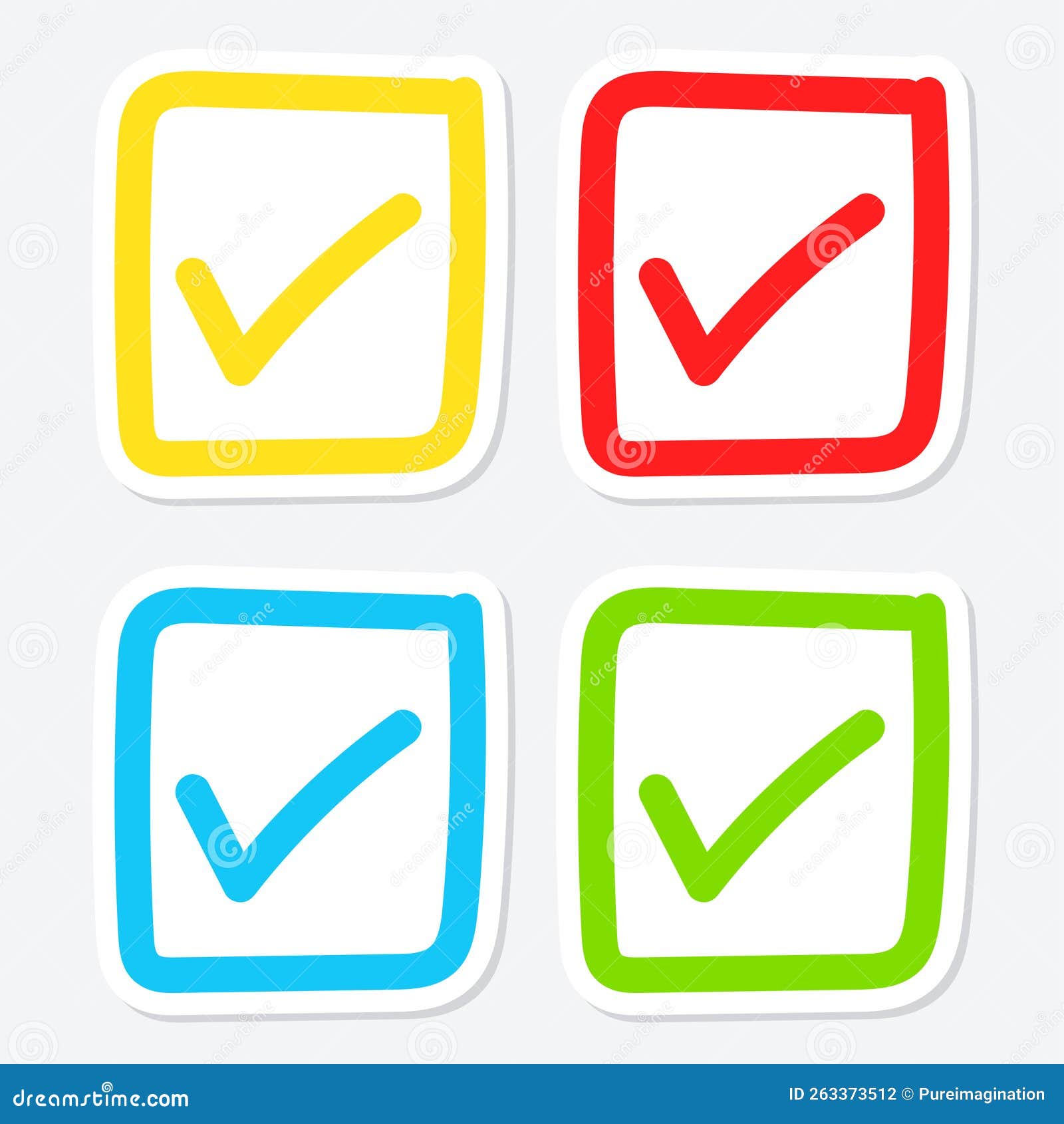 Set of Hand Drawn Check Mark Stock Vector - Illustration of concept ...