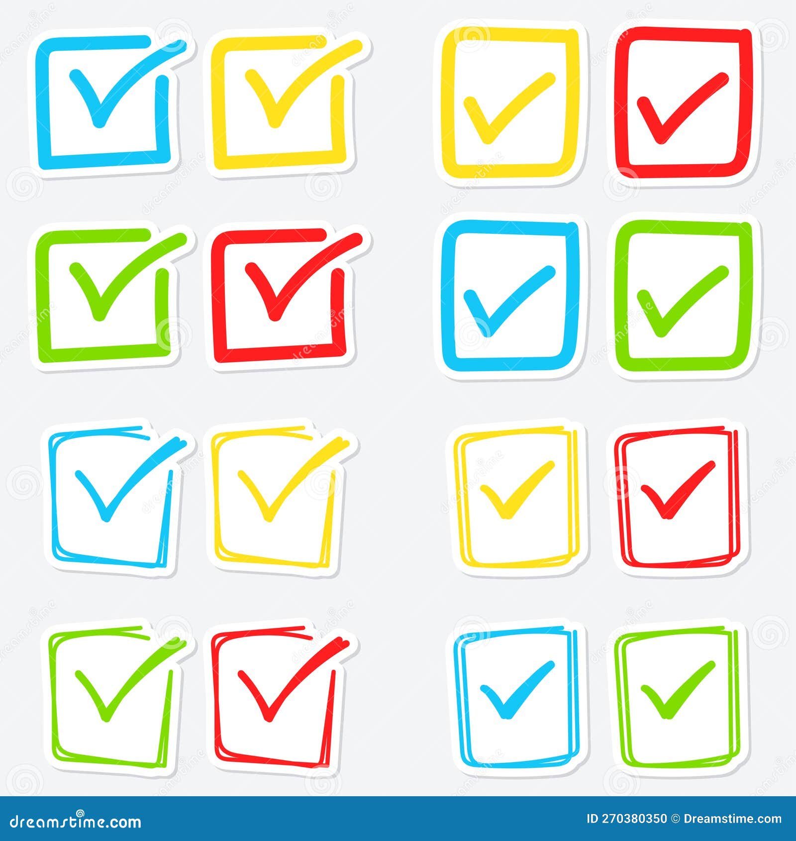 Set of Hand Drawn Check Mark Stock Vector - Illustration of agree ...