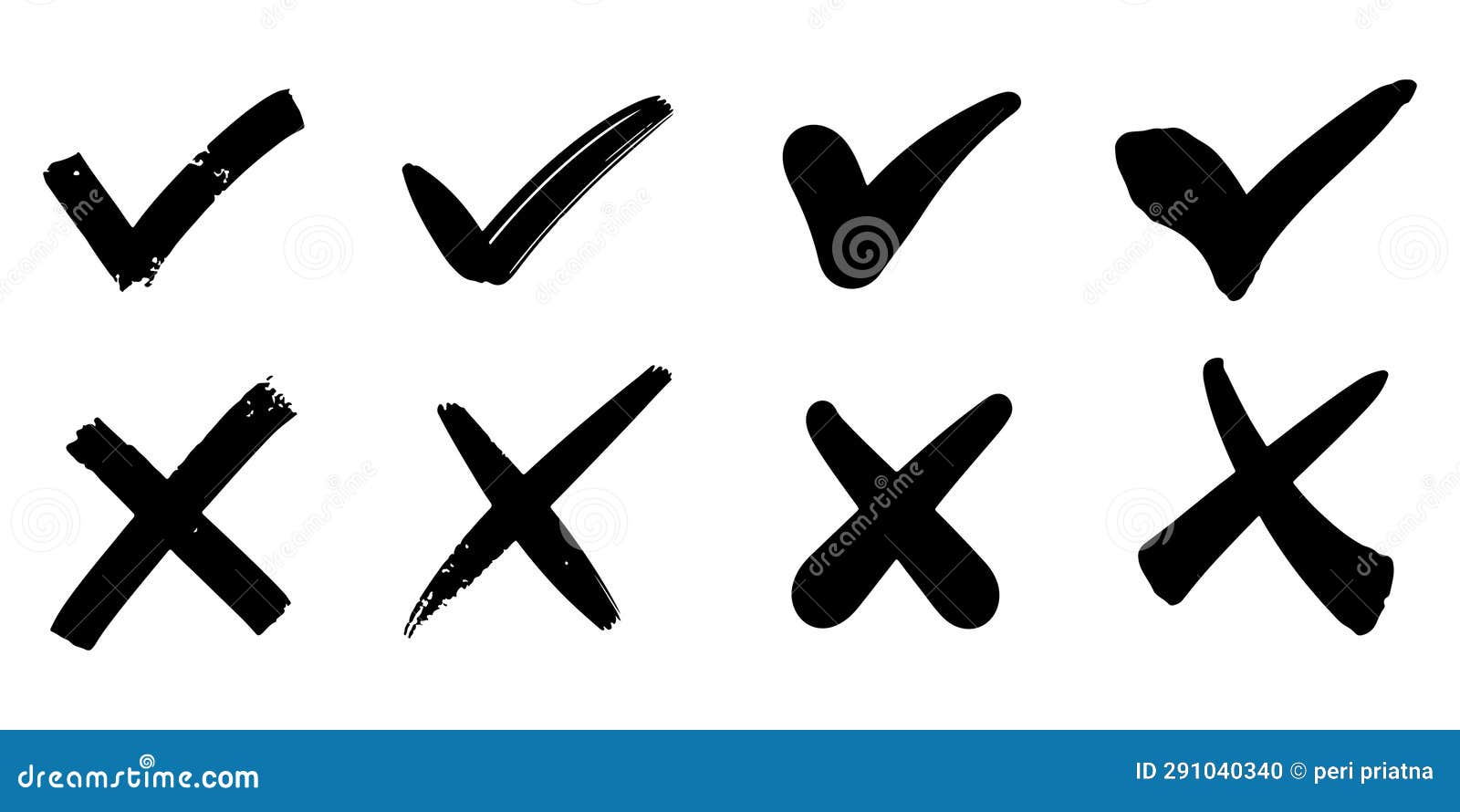 Set of Hand Drawn Check Marks. Checklist Marks Icon Stock Illustration ...