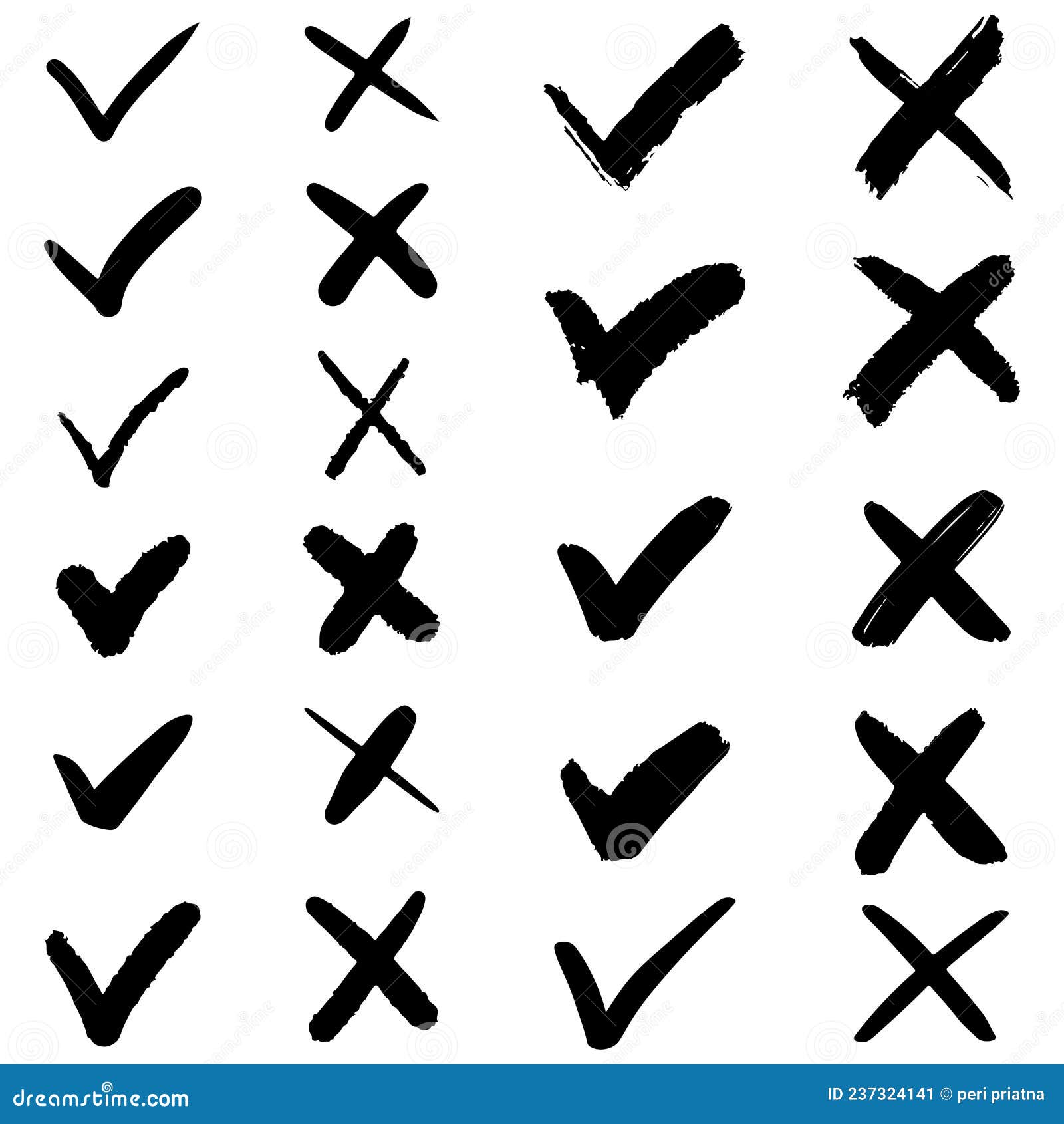 Set of Hand Drawn Check Marks. Isolated on White Background Stock ...