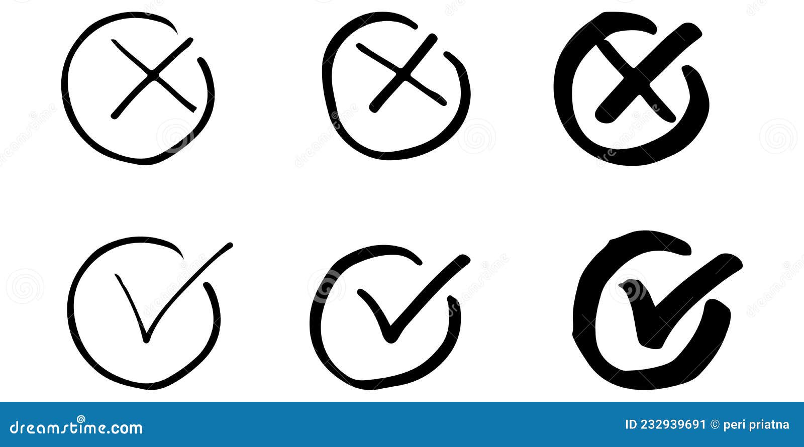 Set of Hand Drawn Check Marks. Isolated on White Background Stock ...