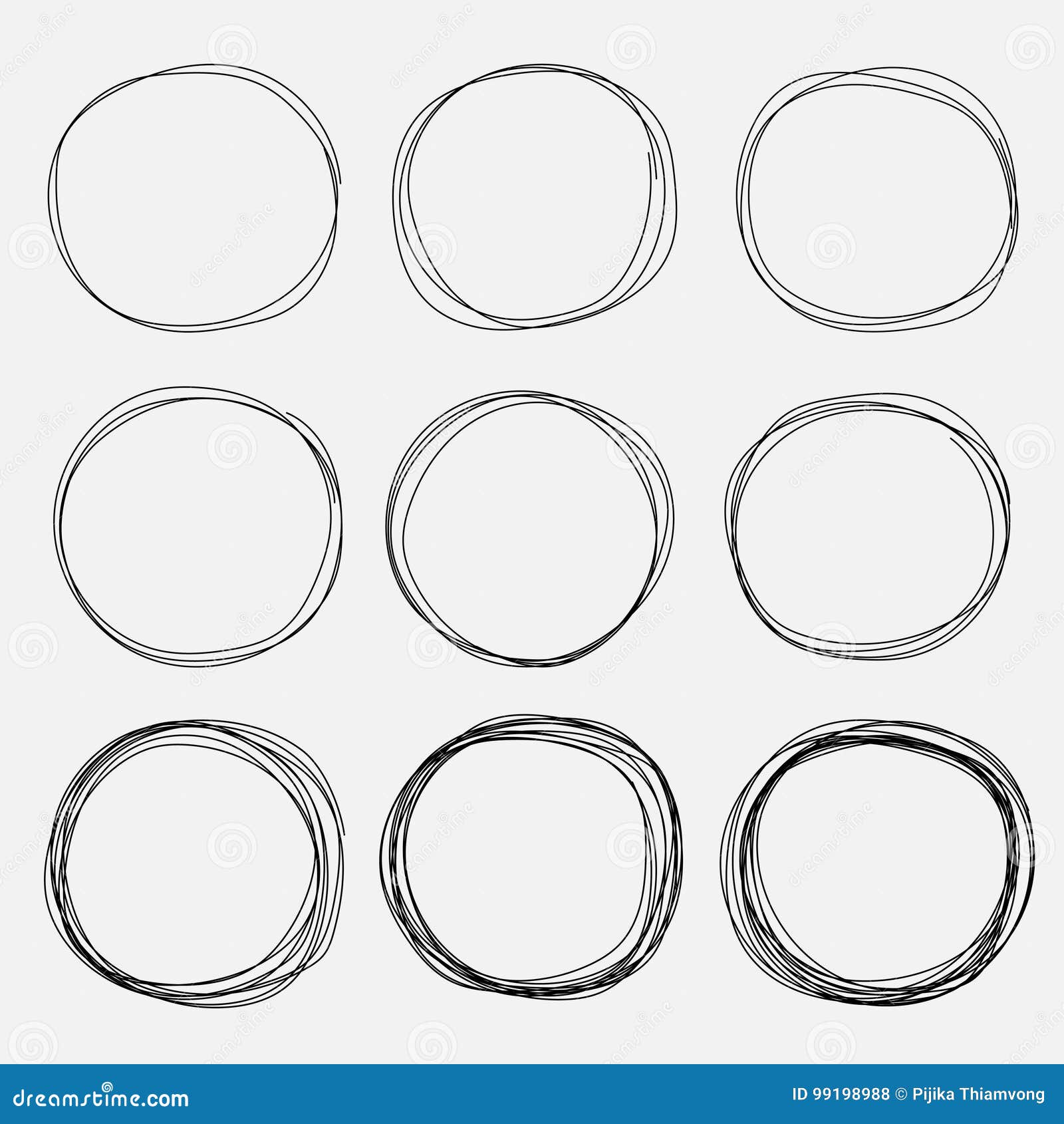 Set of Hand Drawn Circle Elements, Hand Drawn Sketch. Stock Vector ...