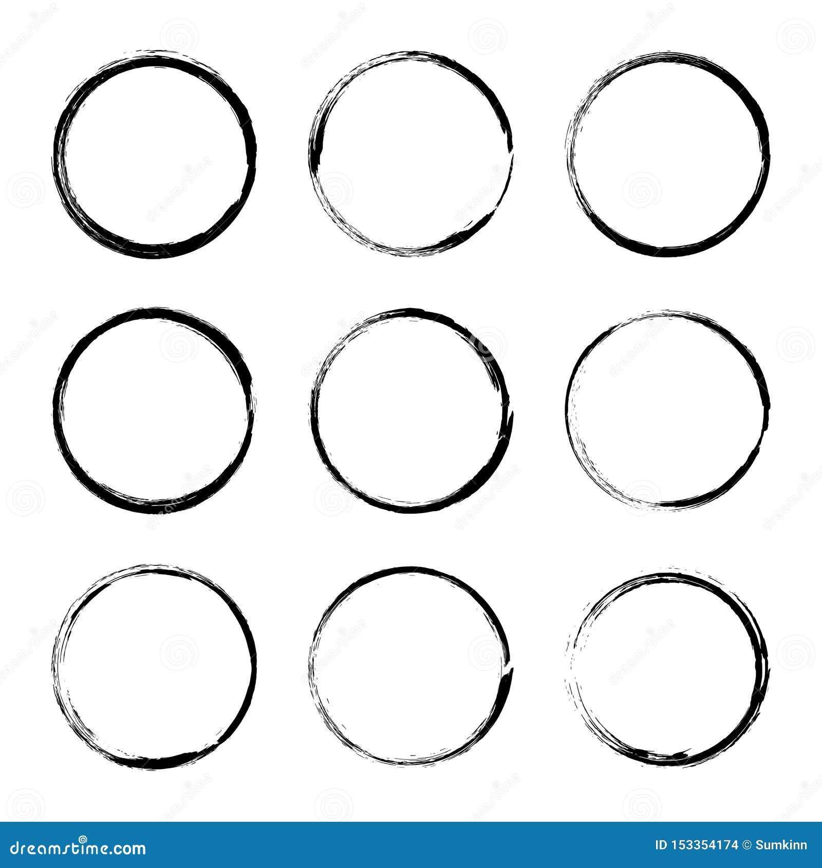 Set Hand Drawn Circle Frame. Stock Vector - Illustration of freehand ...