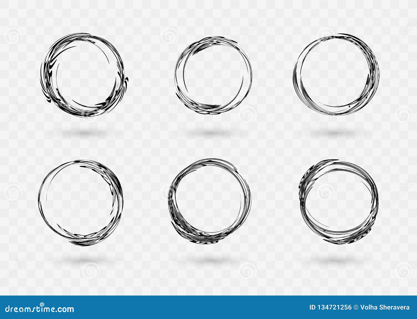 Set of Hand Drawn Circle Frames. Abstract Grunge Doodle Frames Isolated ...