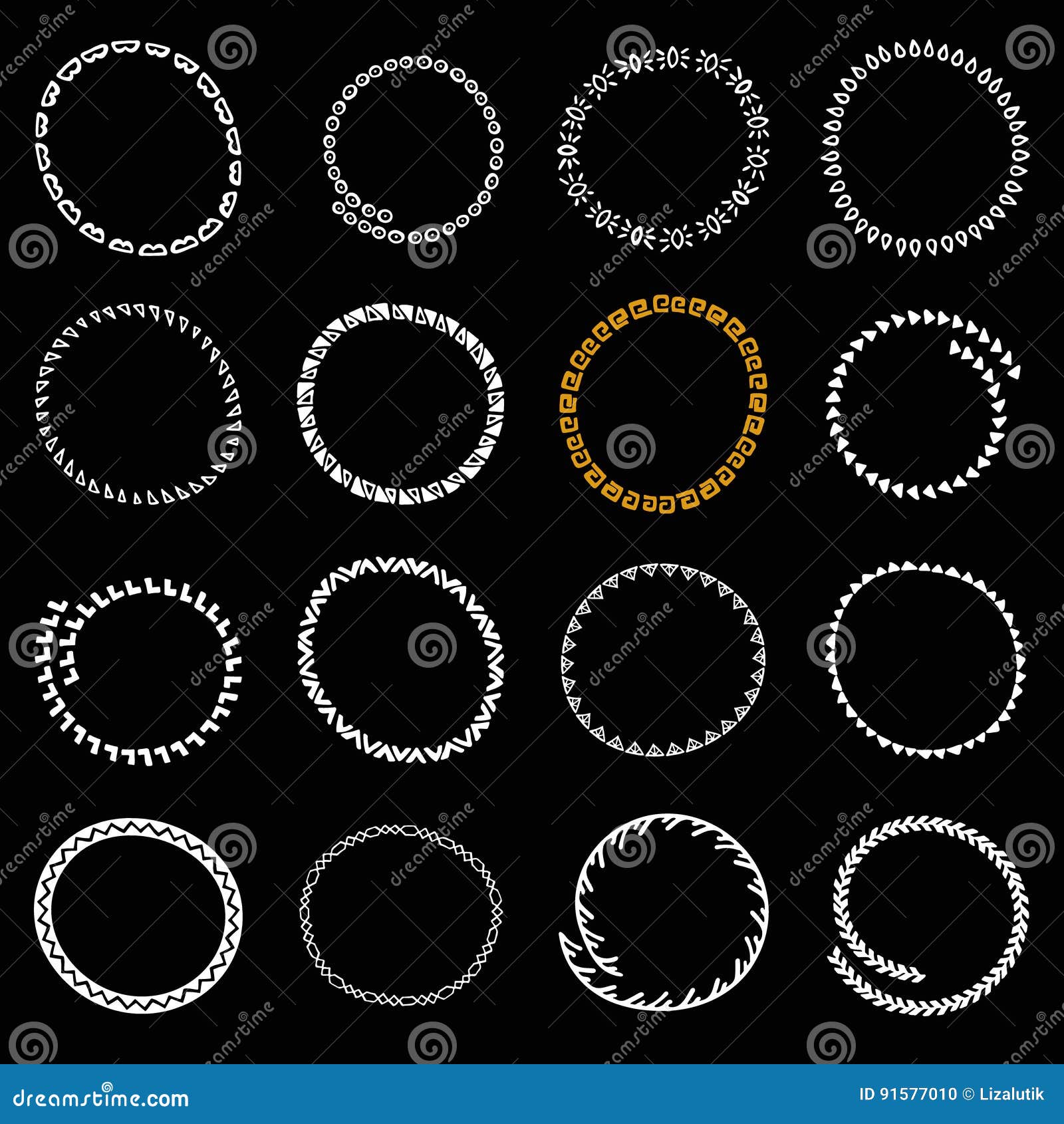 Set of Hand Drawn Circle Frames in Ethnic Style Stock Vector ...