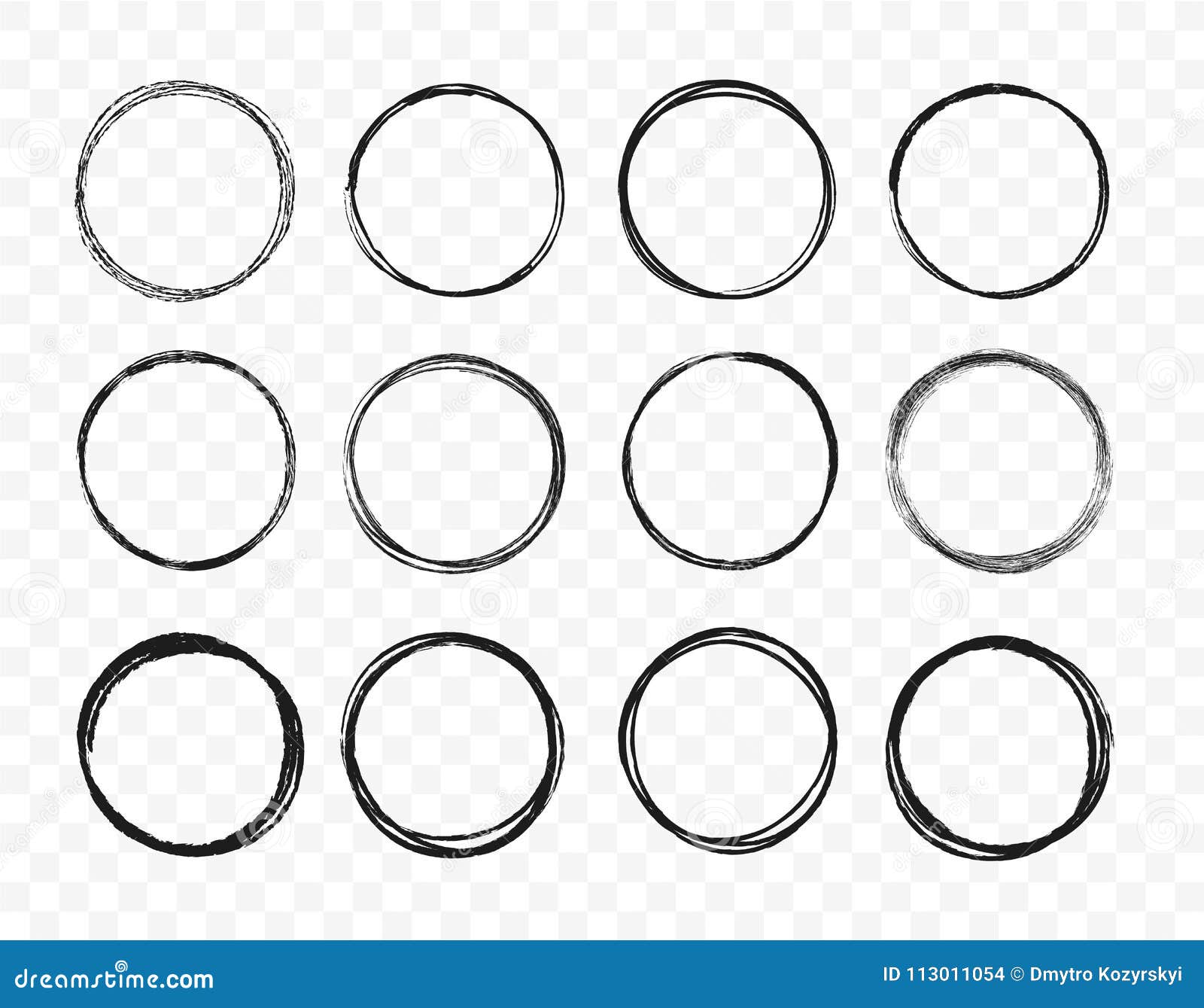 Set Hand Drawn Circle Line Sketch Set. Circular Scribble Doodle Round ...