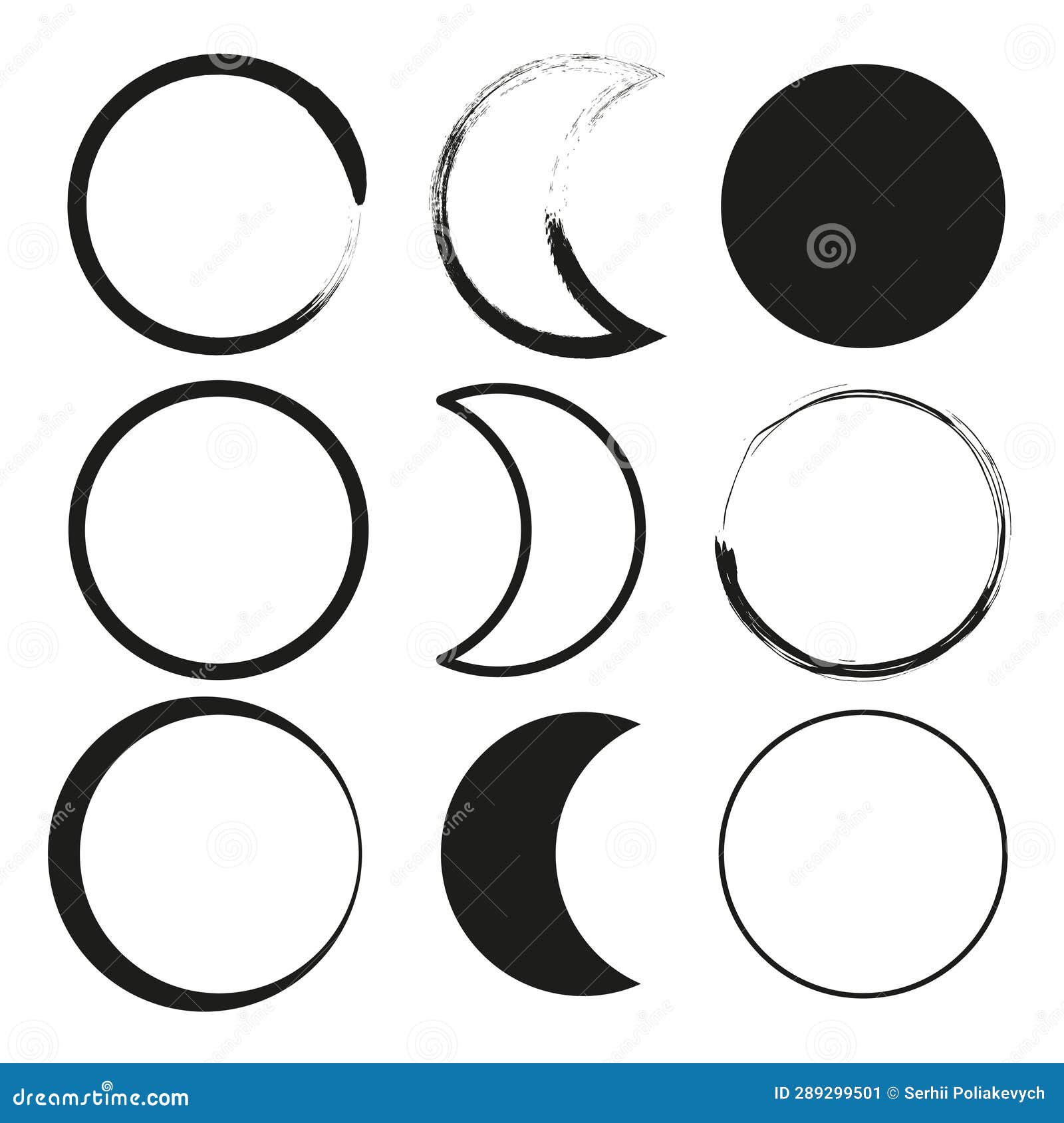 Set Hand Drawn Circle. Scribble Doodle Circle. Drawning Circle. Brush ...