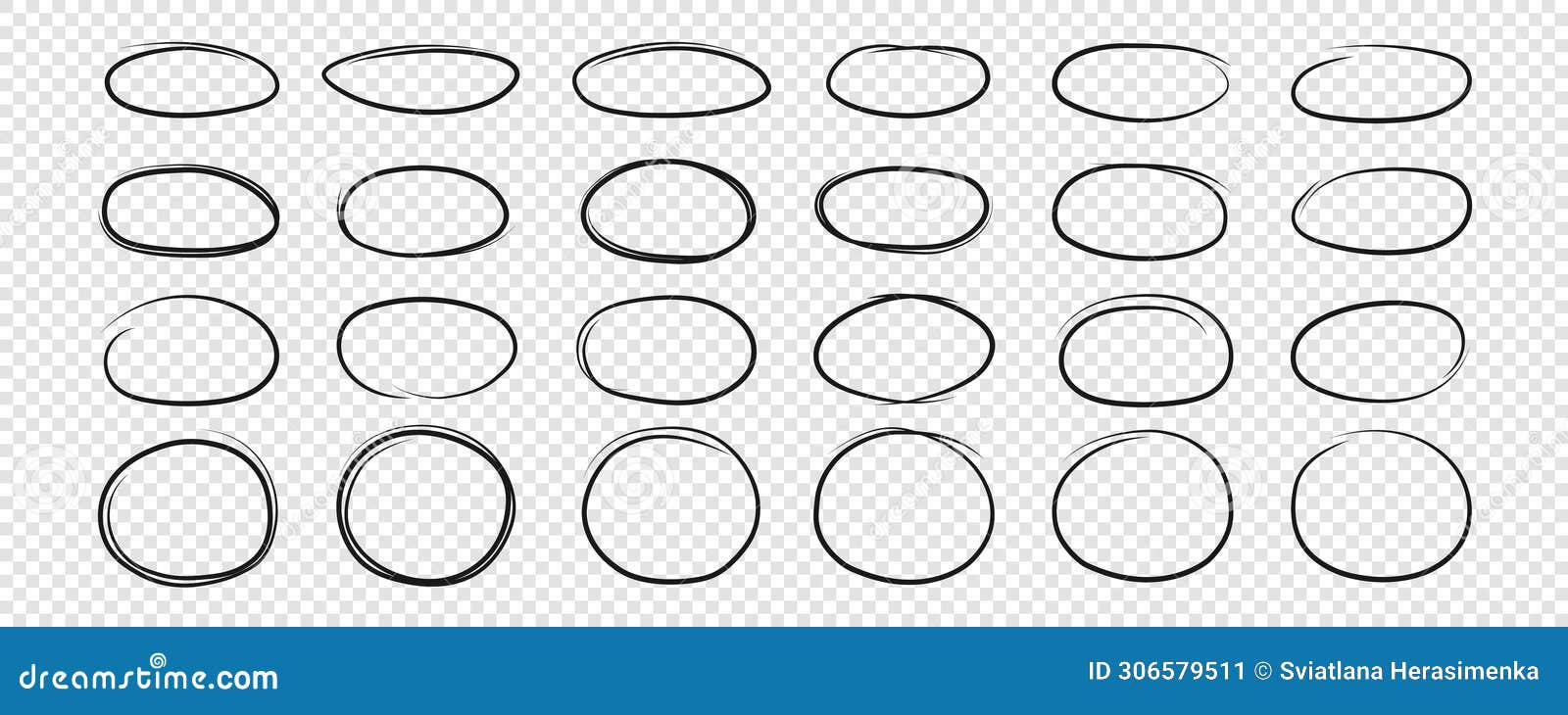 A Set of Hand-drawn Circles. Circle Scribbles for Passing a Note ...