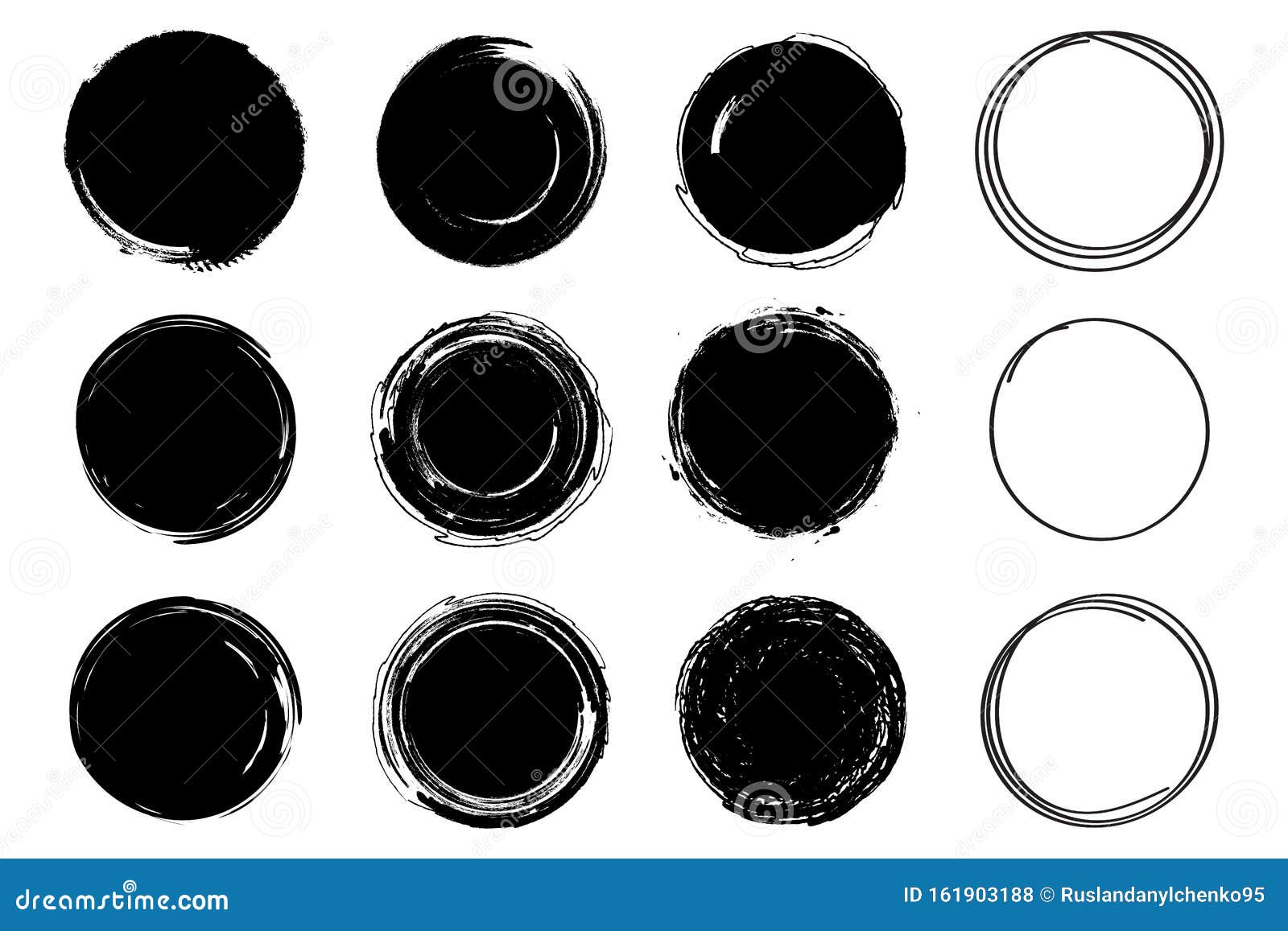 Set of Hand Drawn Circles. Circular Shape Elements Collection Stock ...