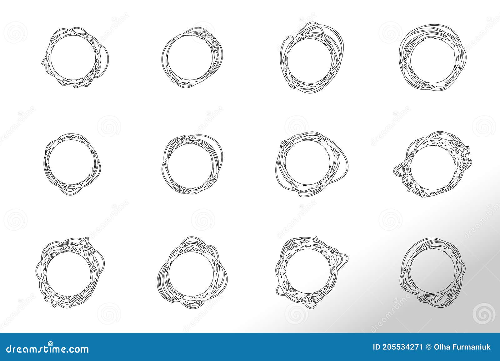 Set of Hand-drawn Circles. Collection of Sketchy Round Forms, Original ...