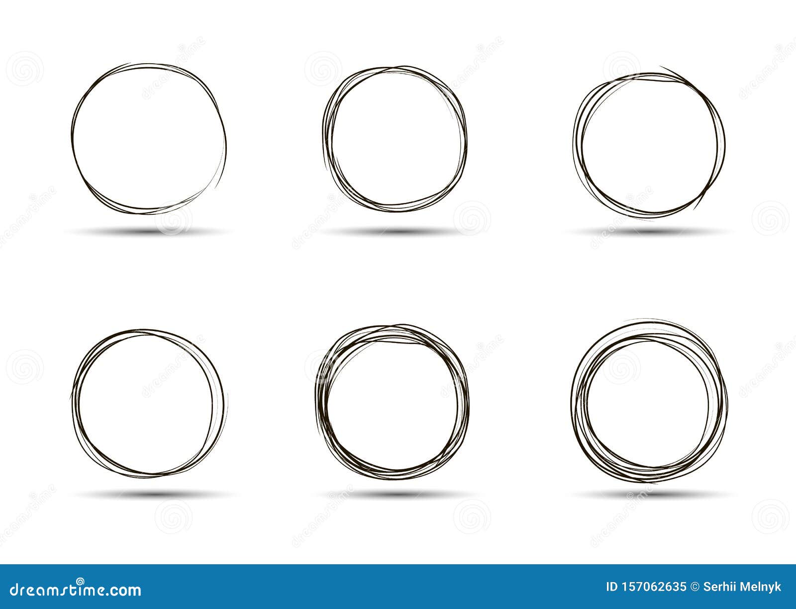 Set of Hand Drawn Circles, stock vector. Illustration of brush - 157062635