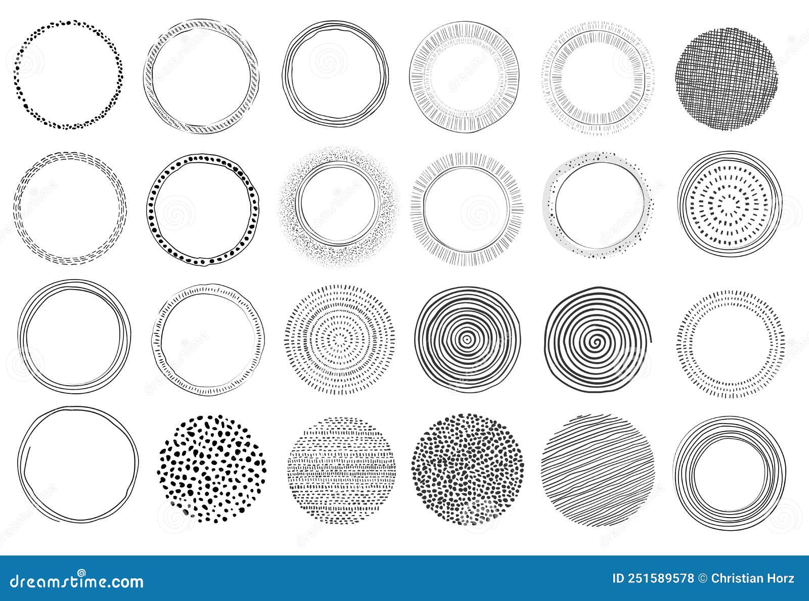 Set of Hand Drawn Circular Graphic Design Elements Stock Vector ...
