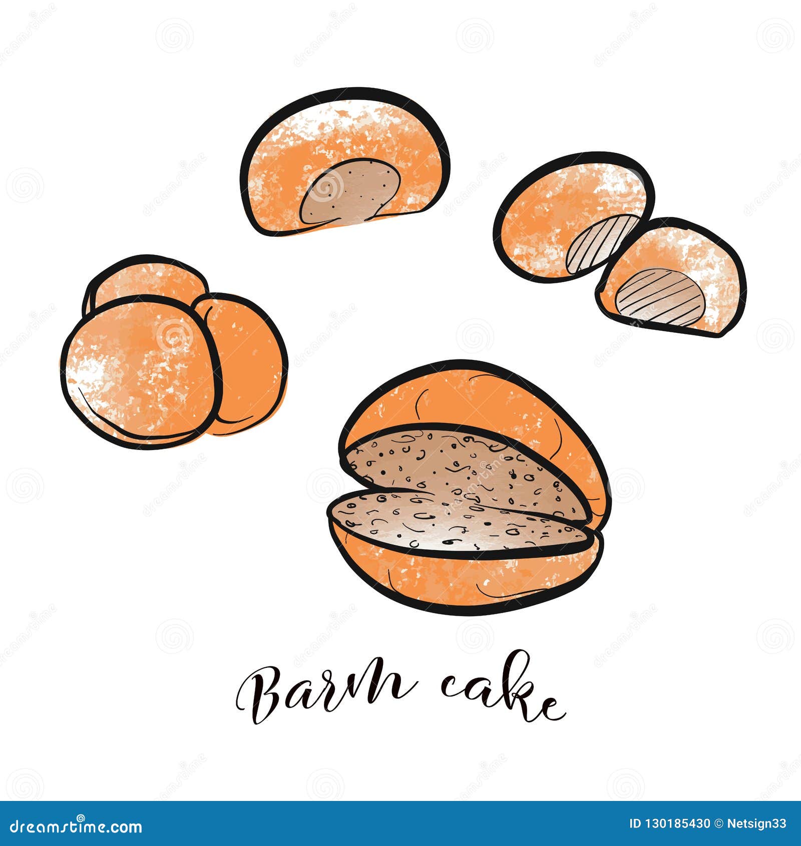 Set of Hand Drawn and Colored Bread Rolls Stock Vector - Illustration ...