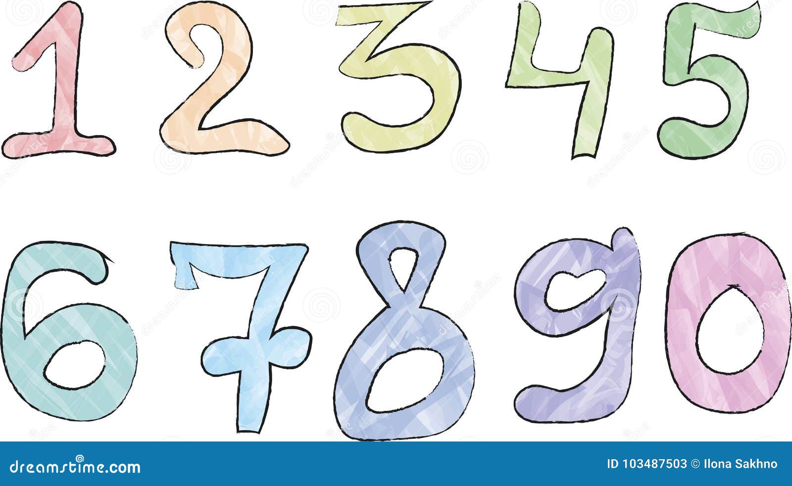 Set of Hand Drawn Colorful Vector Numbers Stock Vector - Illustration ... Set of Hand Drawn Colorful Vector Numbers Stock Vector - Illustration ...