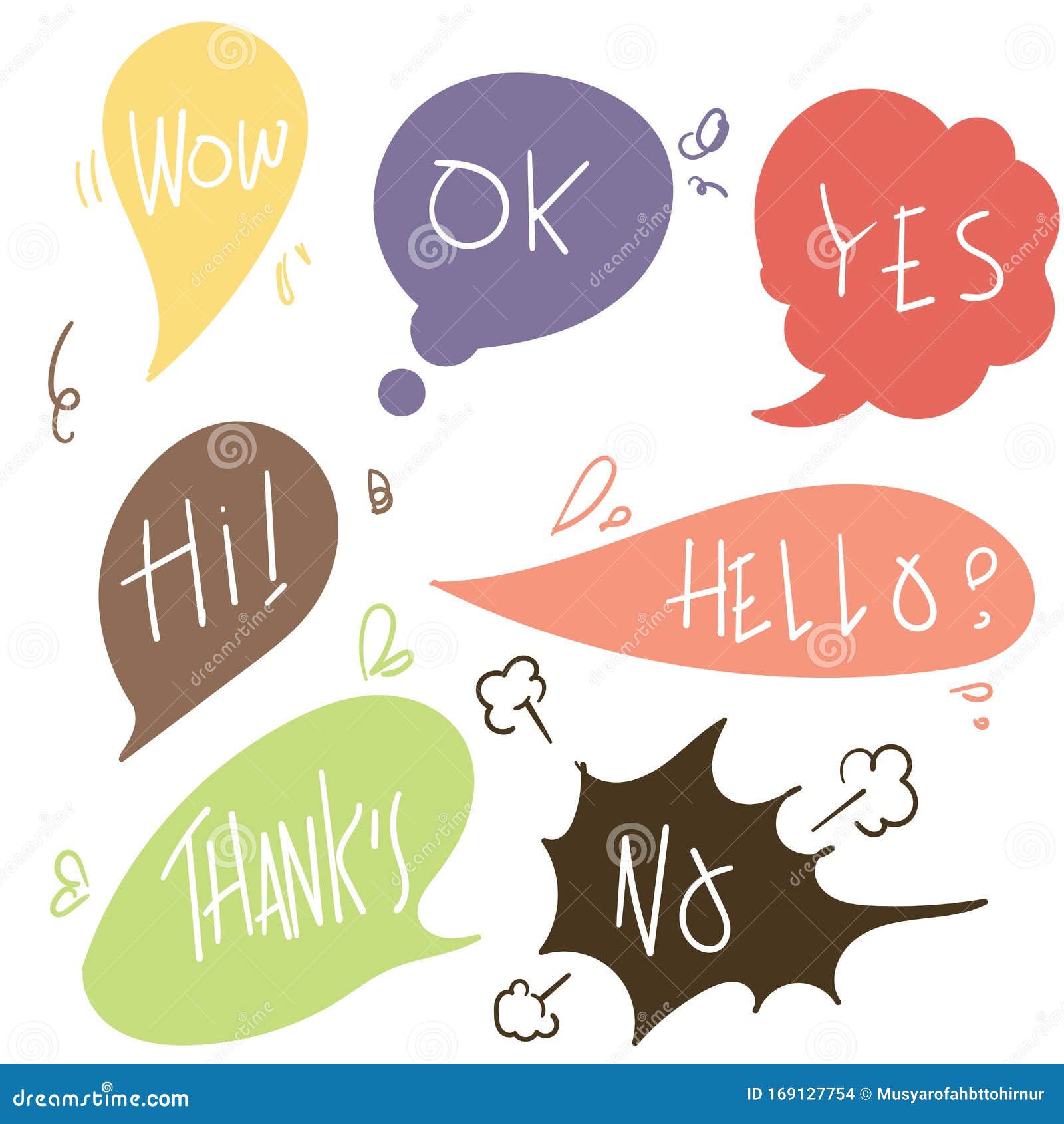 Set of Hand Drawn Comic Bubble Speech with Text Illustration Doodle ...