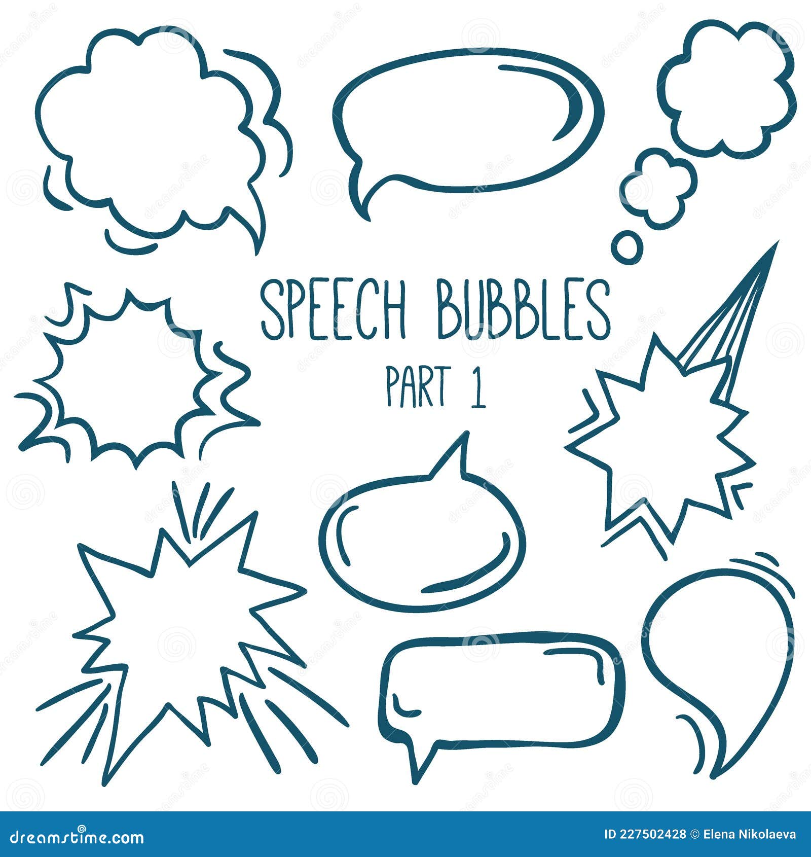 A Set of Hand Drawn Comic Speech Bubbles and Elements Stock Vector ...