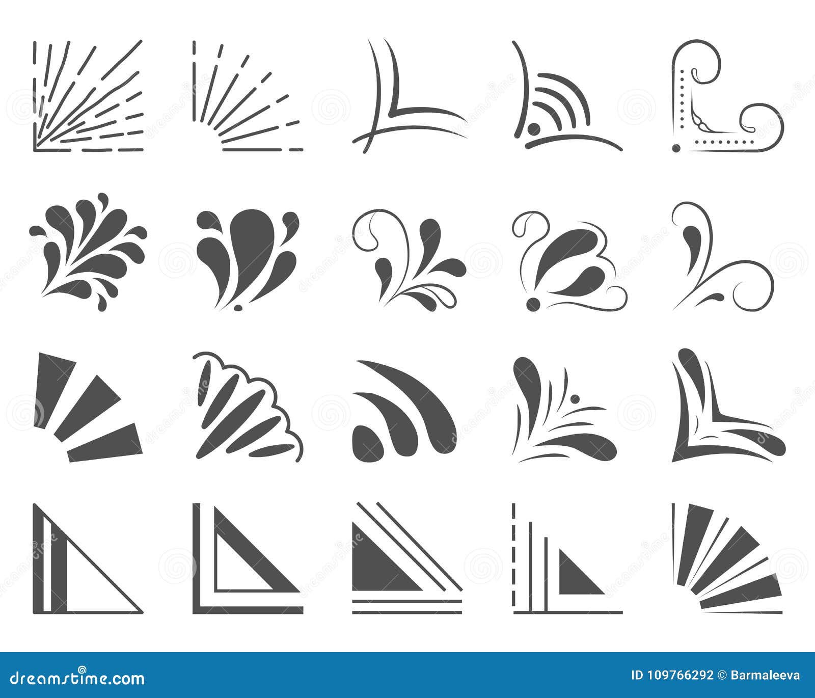 Set of 20 Hand Drawn Corners and Design Elements. Hand Drawn Corner Set ...