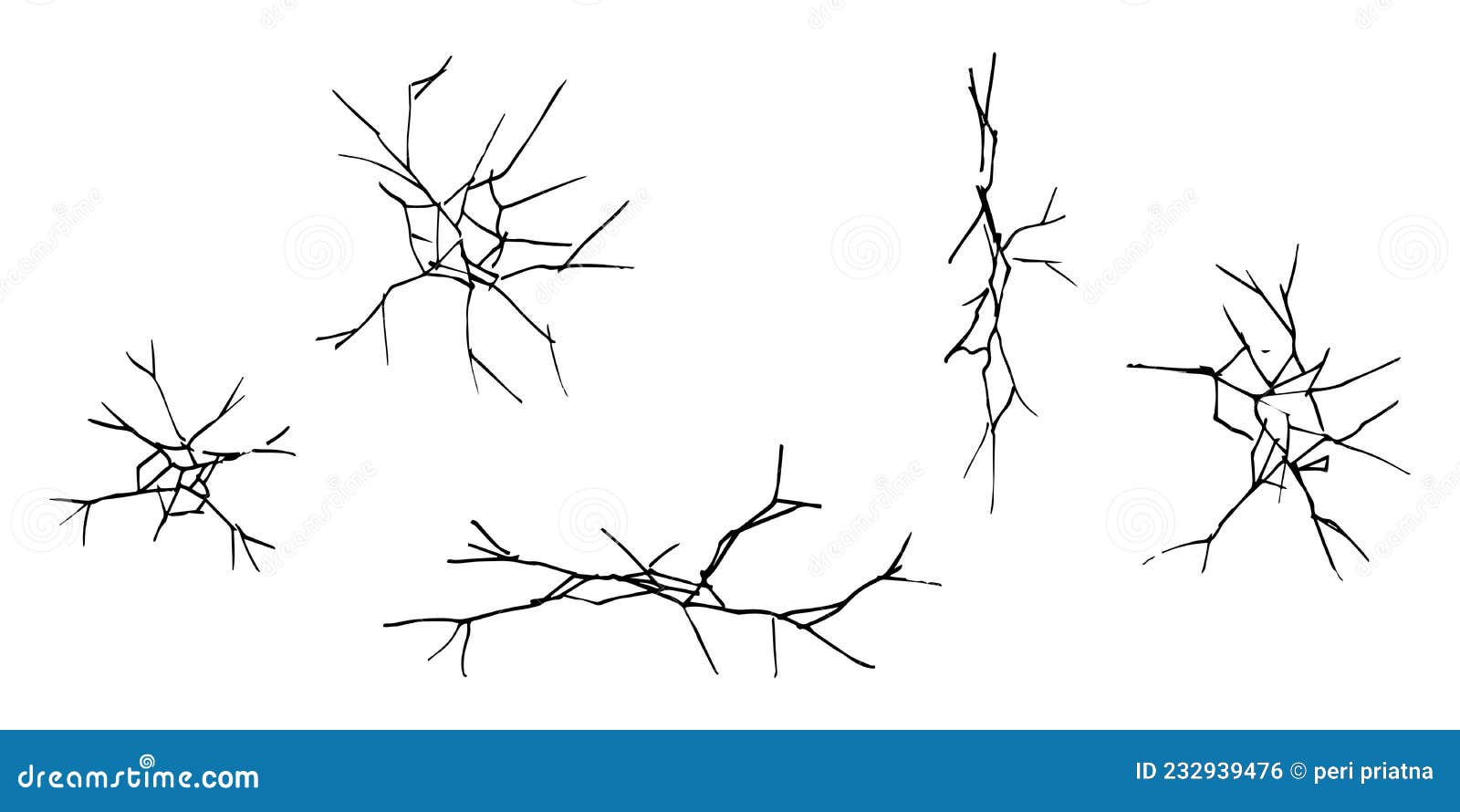 Set of Hand Drawn Cracks Isolated on White Background. Vector ...