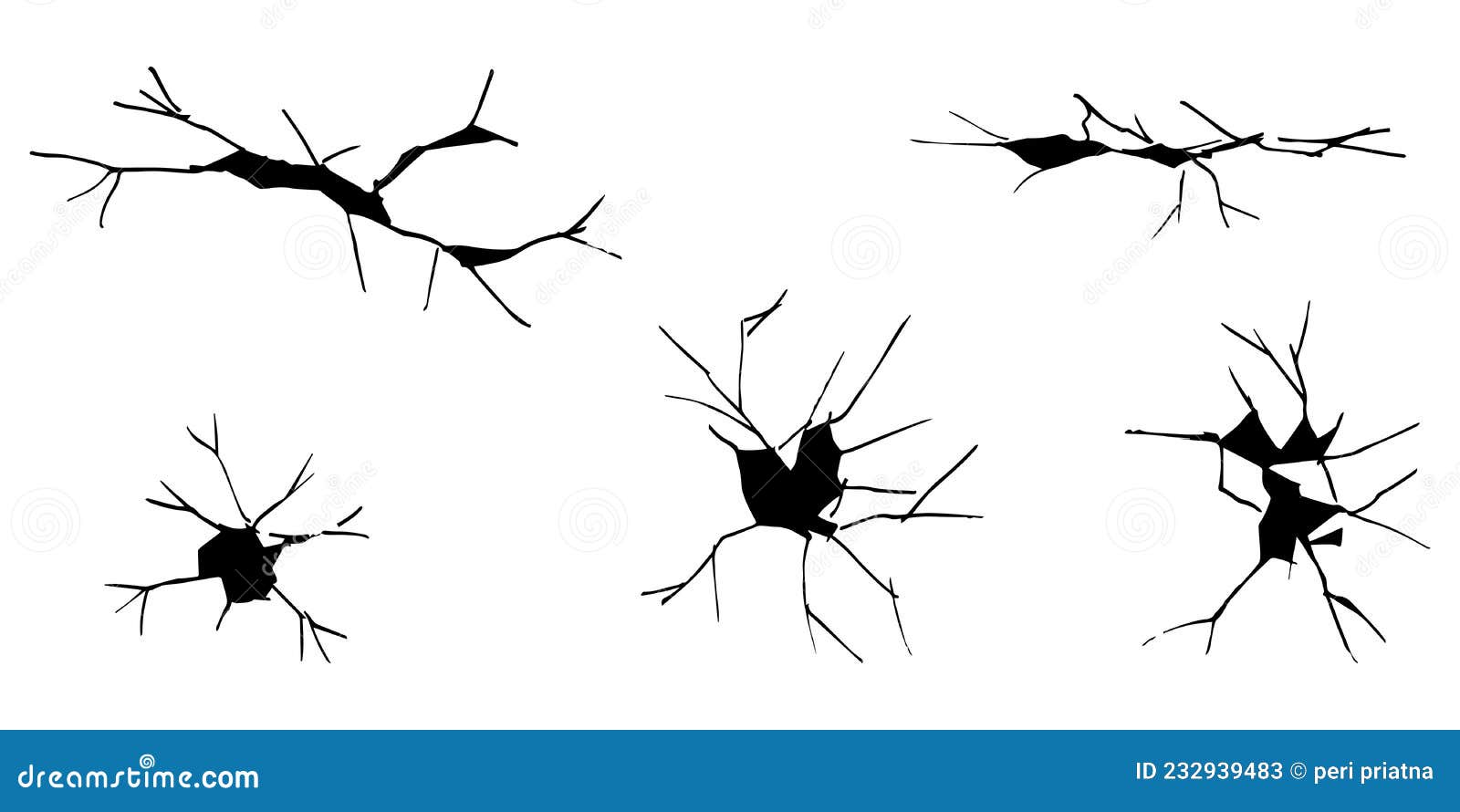 Set of Hand Drawn Cracks Isolated on White Background. Vector ...