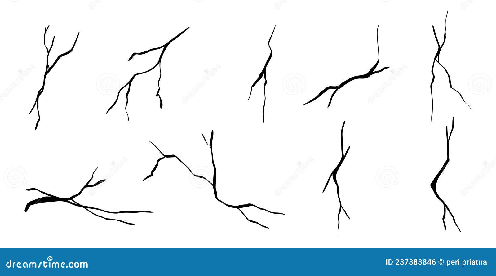 Set of Hand Drawn Cracks Isolated on White Background. Vector ...