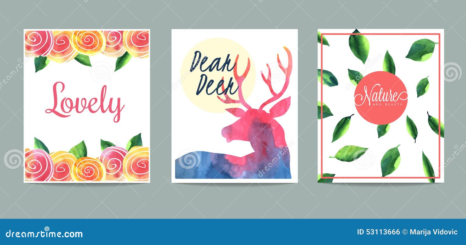 Set of Hand Drawn Creative Cards Stock Vector - Illustration of drawing ...