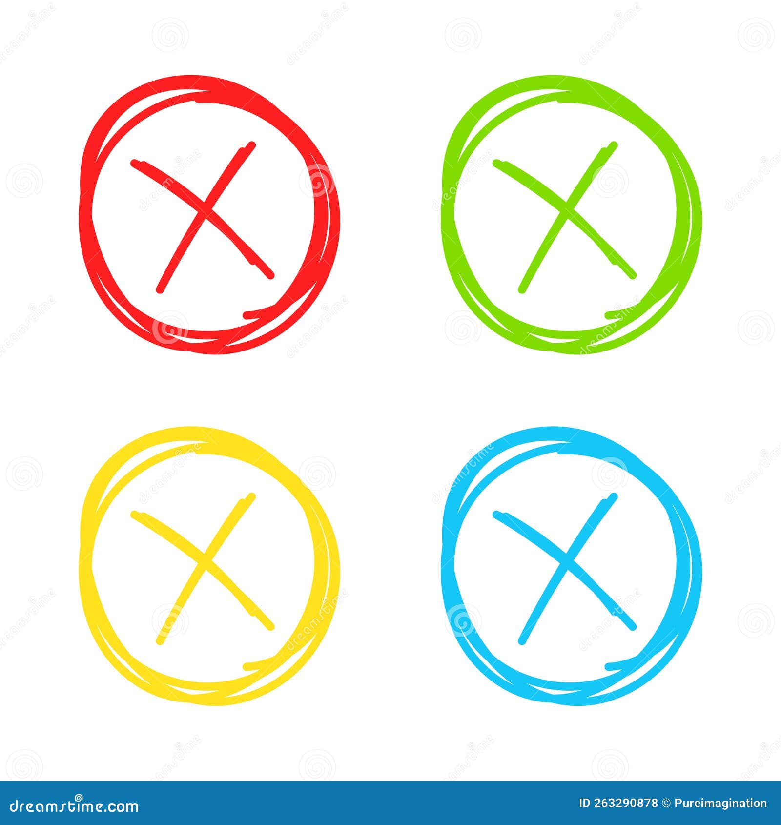 Set of Hand Drawn Cross Mark Stock Vector - Illustration of choice ...