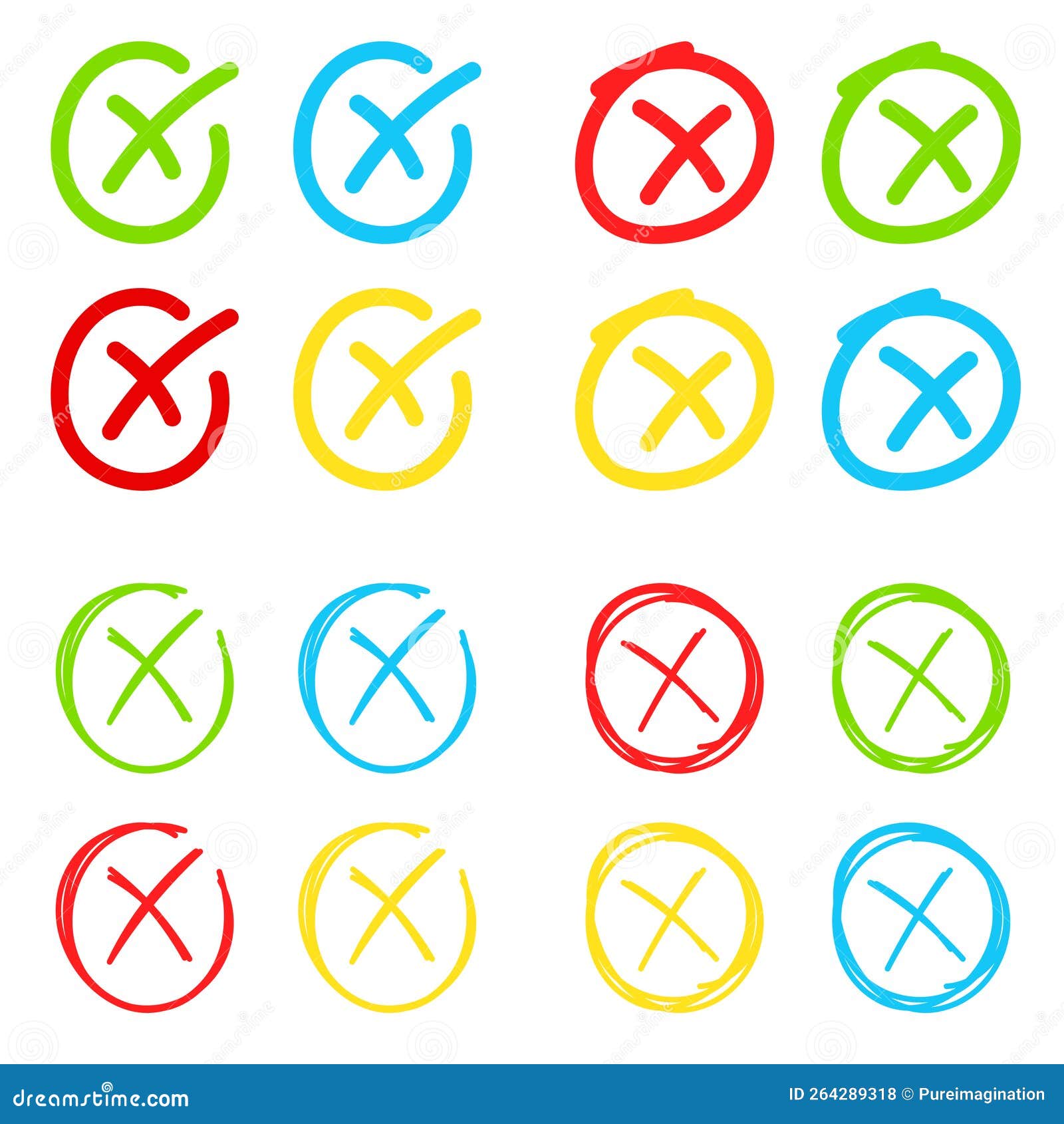 Set of Hand Drawn Cross Mark Stock Vector - Illustration of cross, draw ...